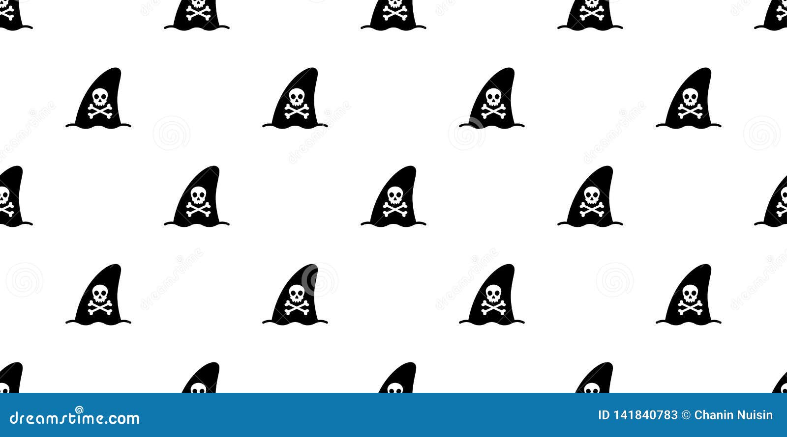 Shark Fin Seamless Pattern Dolphin Whale Pirate Skull Crossbones Scarf ...