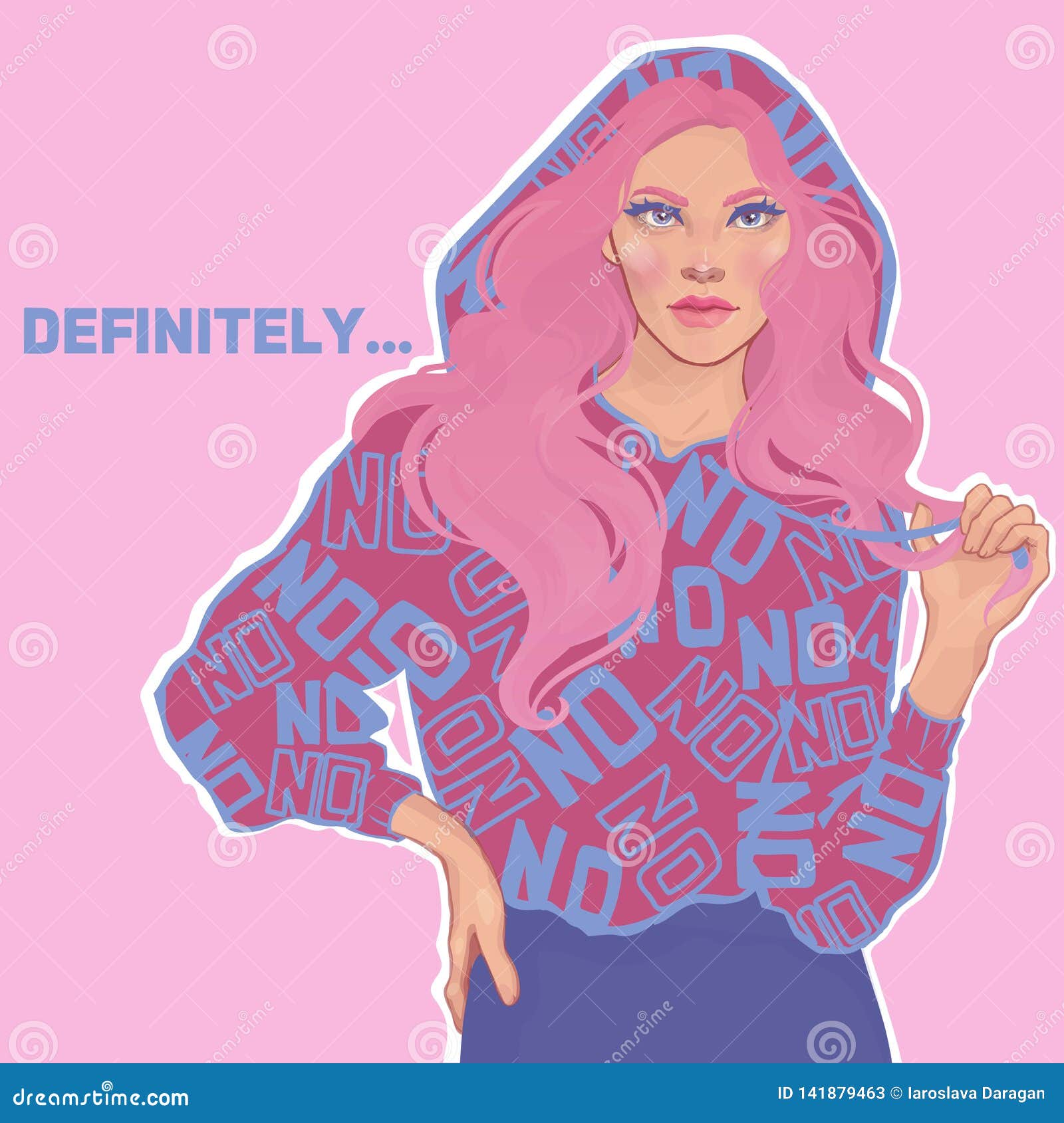 The girl said no stock vector. Illustration of individual - 141879463