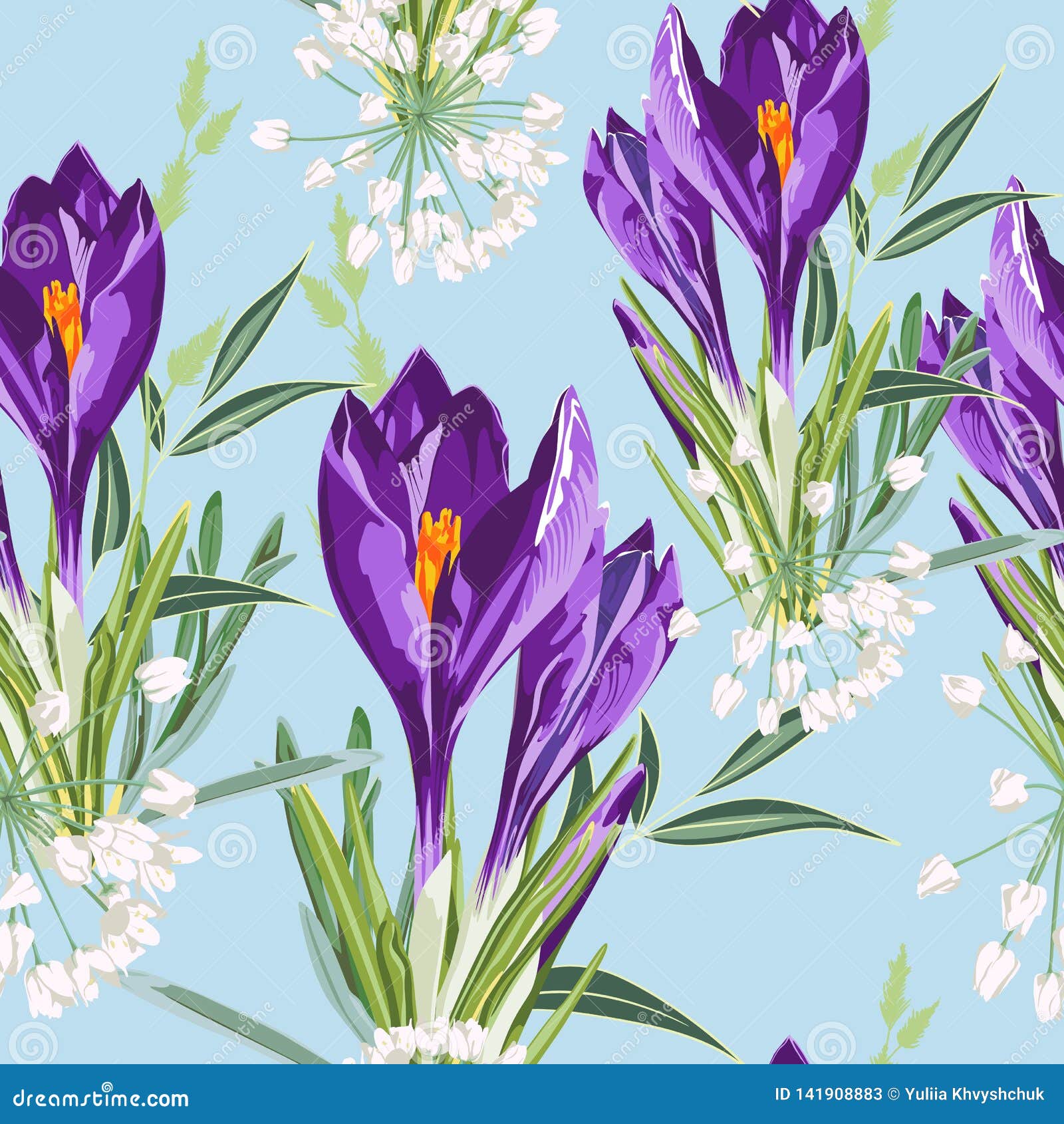 Crocus Flowers In Pastel Colors Cartoon Vector | CartoonDealer.com ...