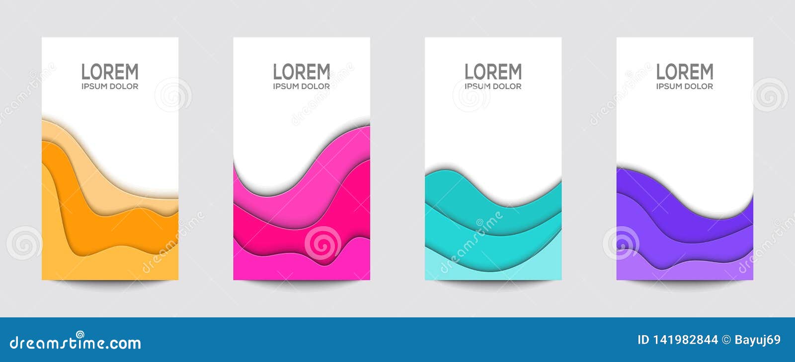 Set of Vertical Banners Paper Cut Vector Design Templates Stock Vector ...