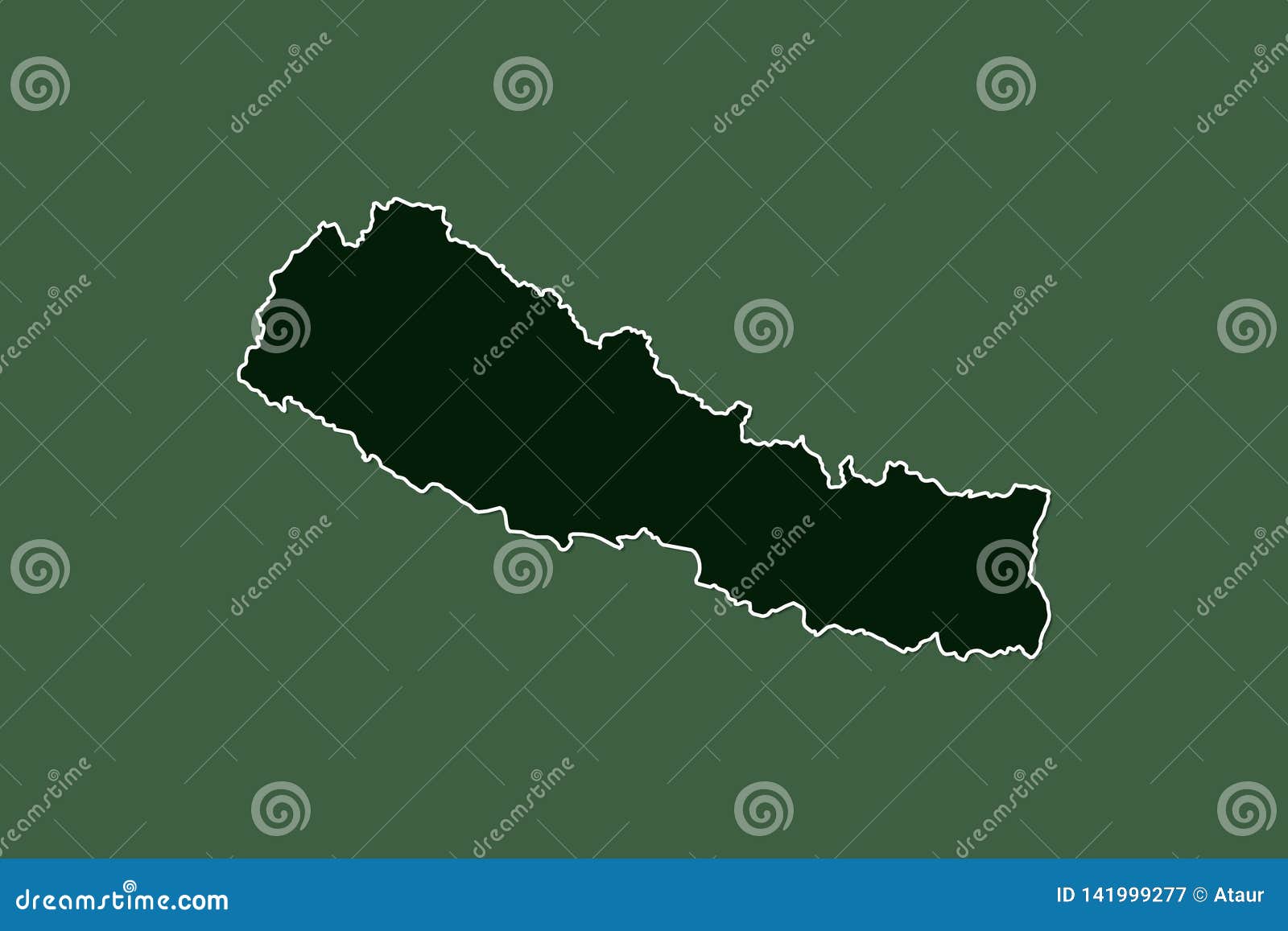 Nepal Vector Map with Single Border Line Boundary Using Green Color ...