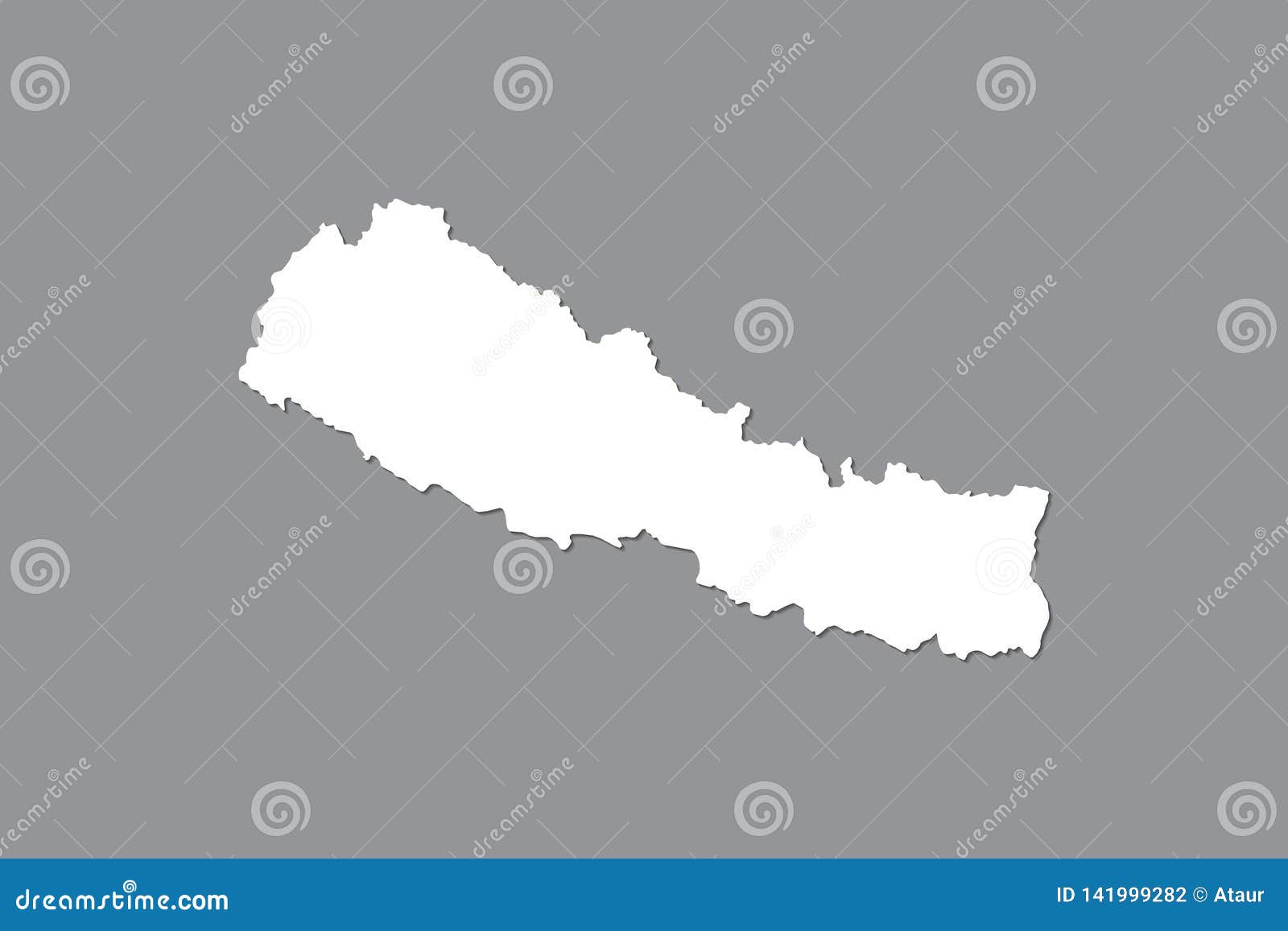 Nepal Vector Map with Integrated Land Area Using White Color on Dark ...