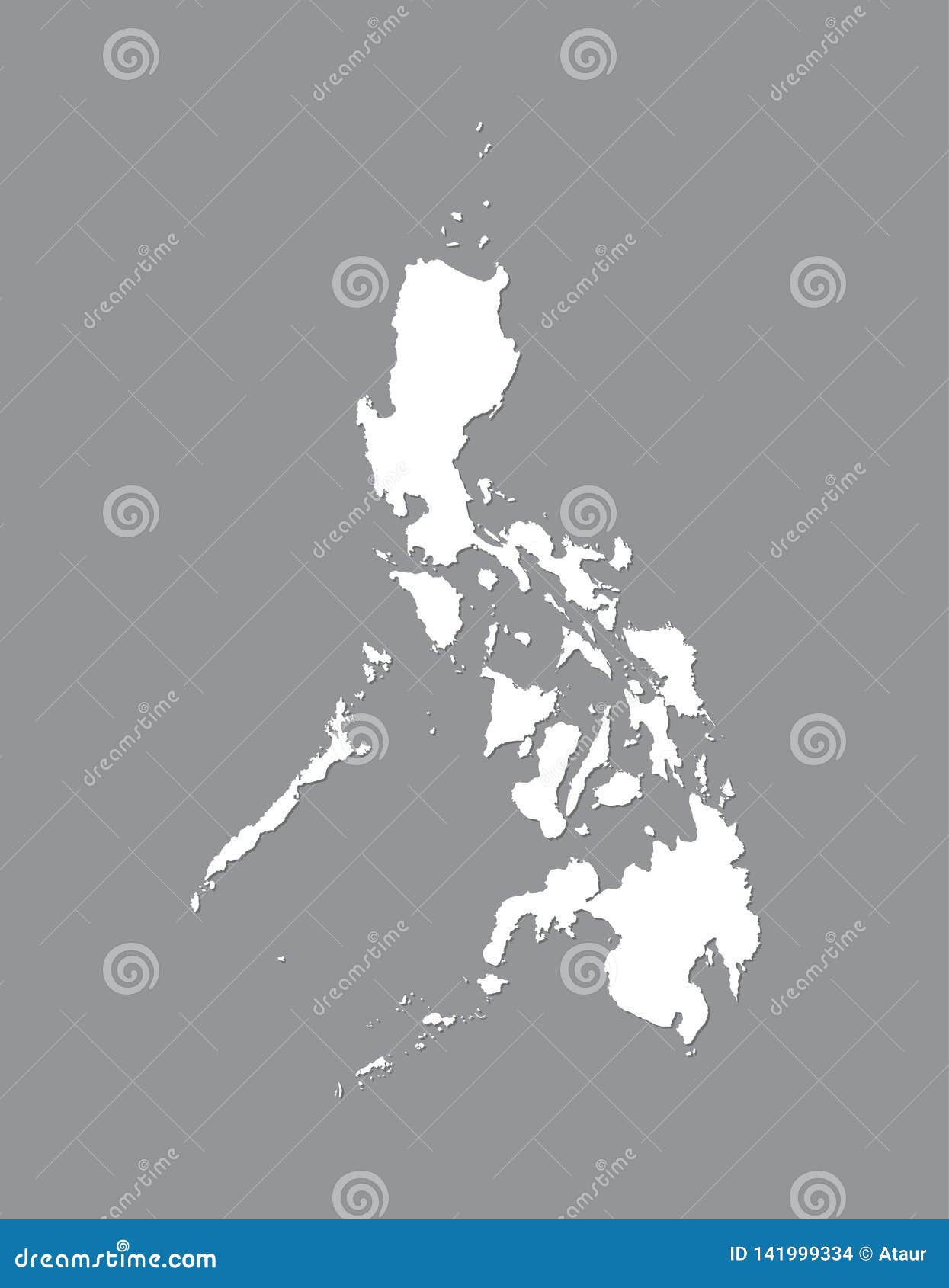 Philippines Vector Map with Integrated Land Area Using White Color on ...