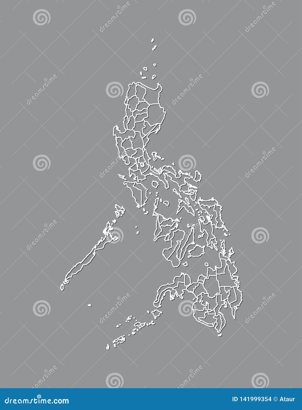 Philippines Vector Map with Border Lines of Provinces Using Gray Color ...