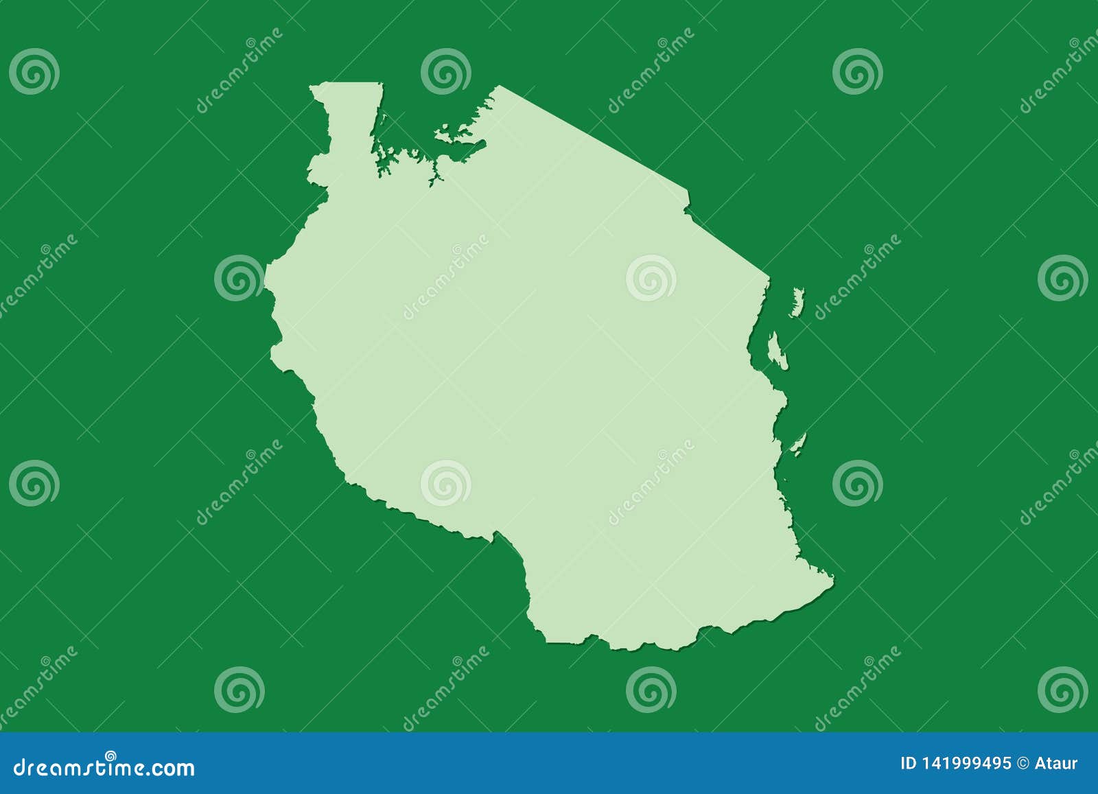 Tanzania Vector Map Isolated On White Background High Detailed Black