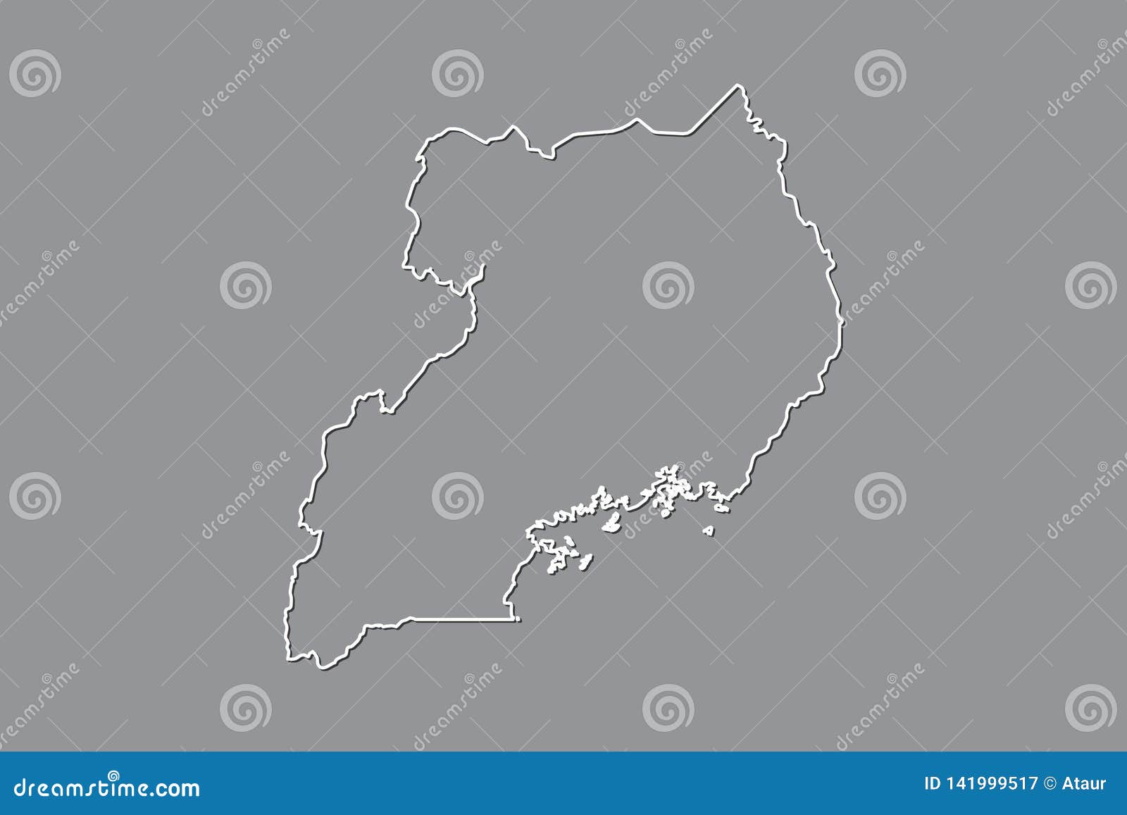 Uganda Vector Map Isolated On White Background. High-Detailed Black ...
