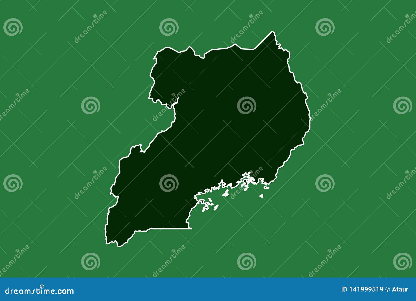 Uganda Vector Map Isolated On White Background. High-Detailed Black ...