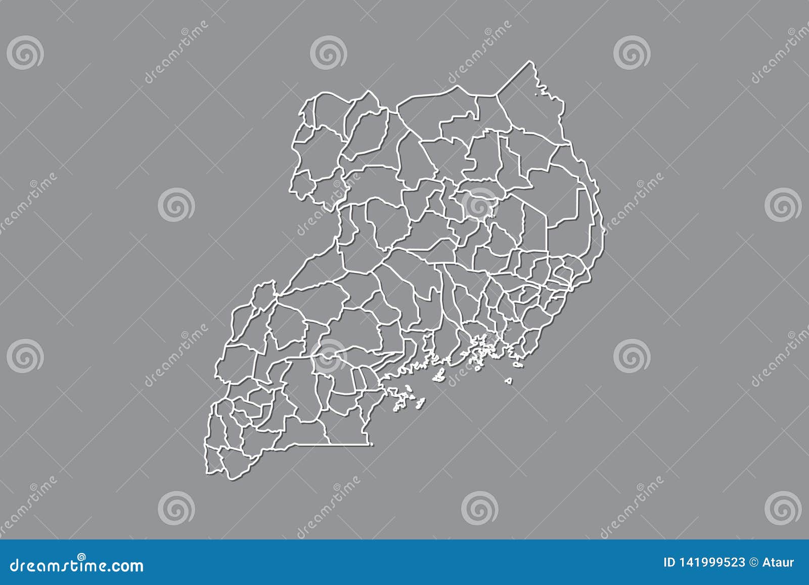 Uganda Vector Map Isolated On White Background. High-Detailed Black ...