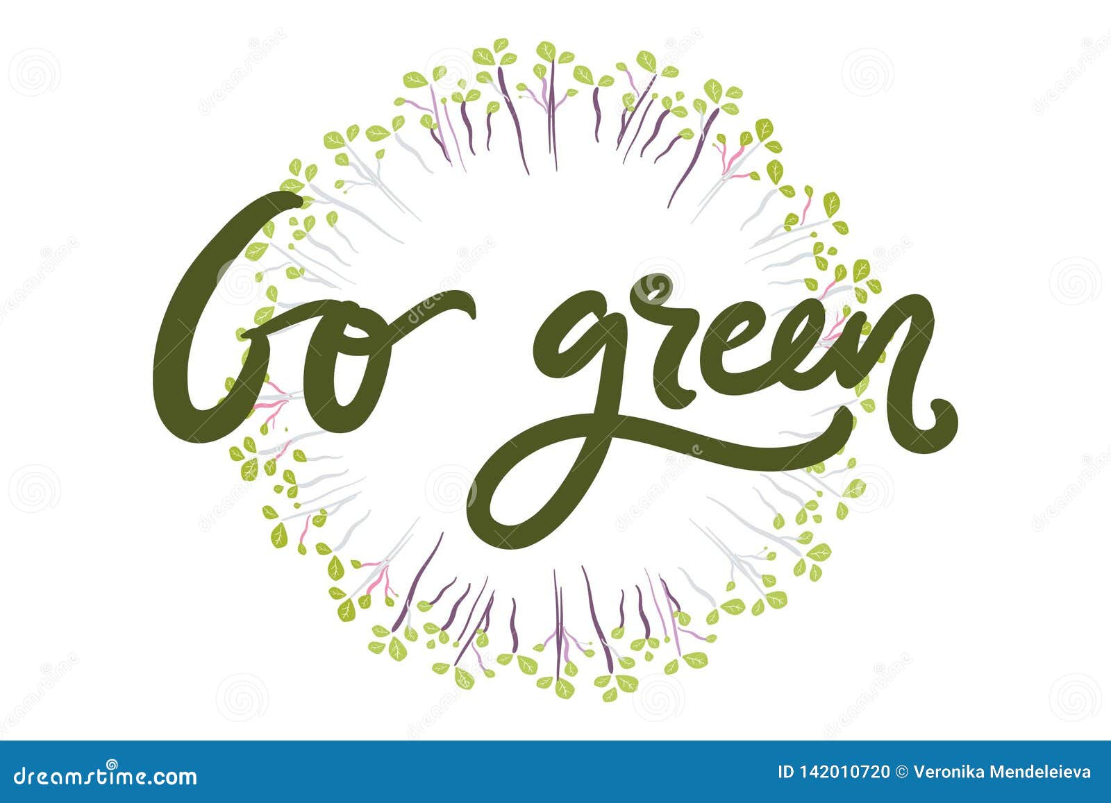 Go Green. Hand Lettering Motivation Quote Stock Vector - Illustration ...