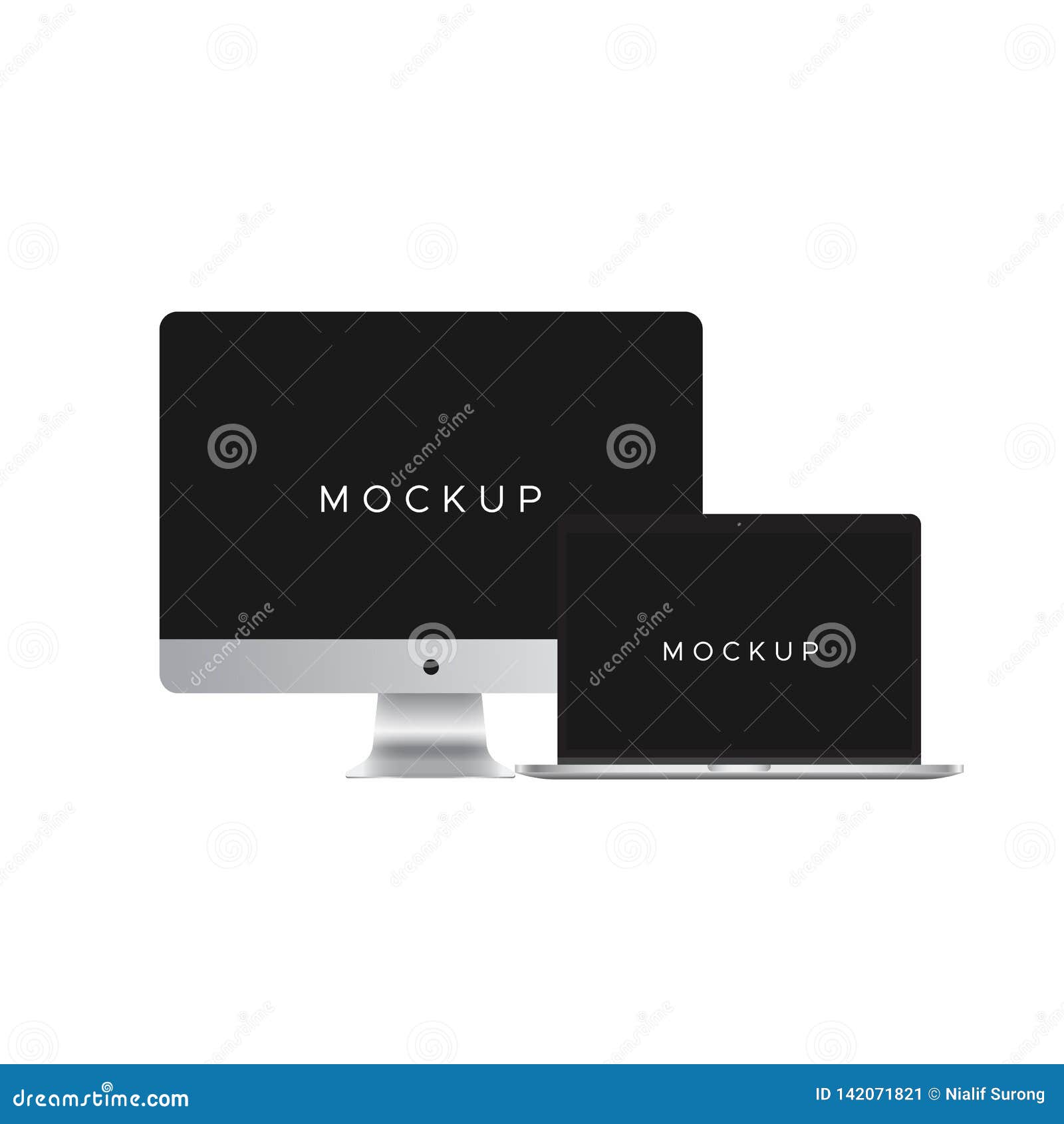 IMac and Mac Book Mockup Isolated on White Background Stock ...