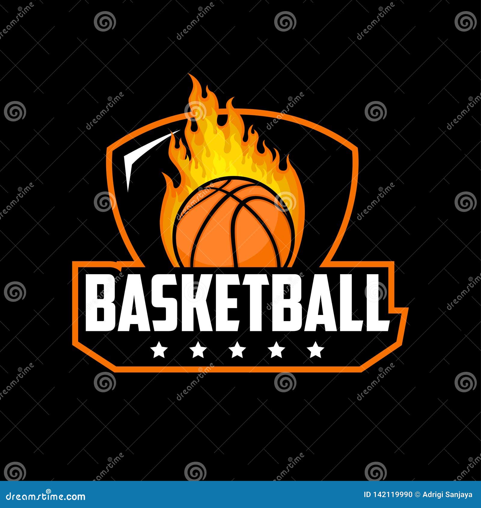 Basketball with Fire Illustration Logo Design Stock Vector ...
