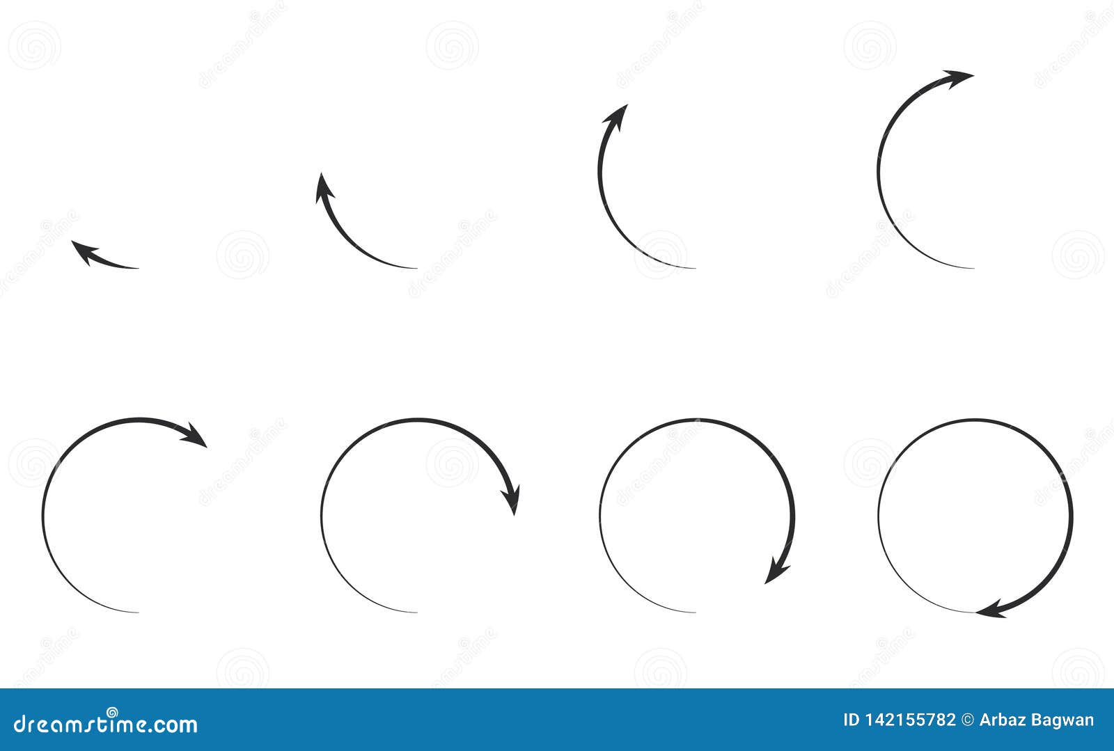 Rotating Arrows Icon Creating Rotation of 45 Degree To 360 Degree Stock ...