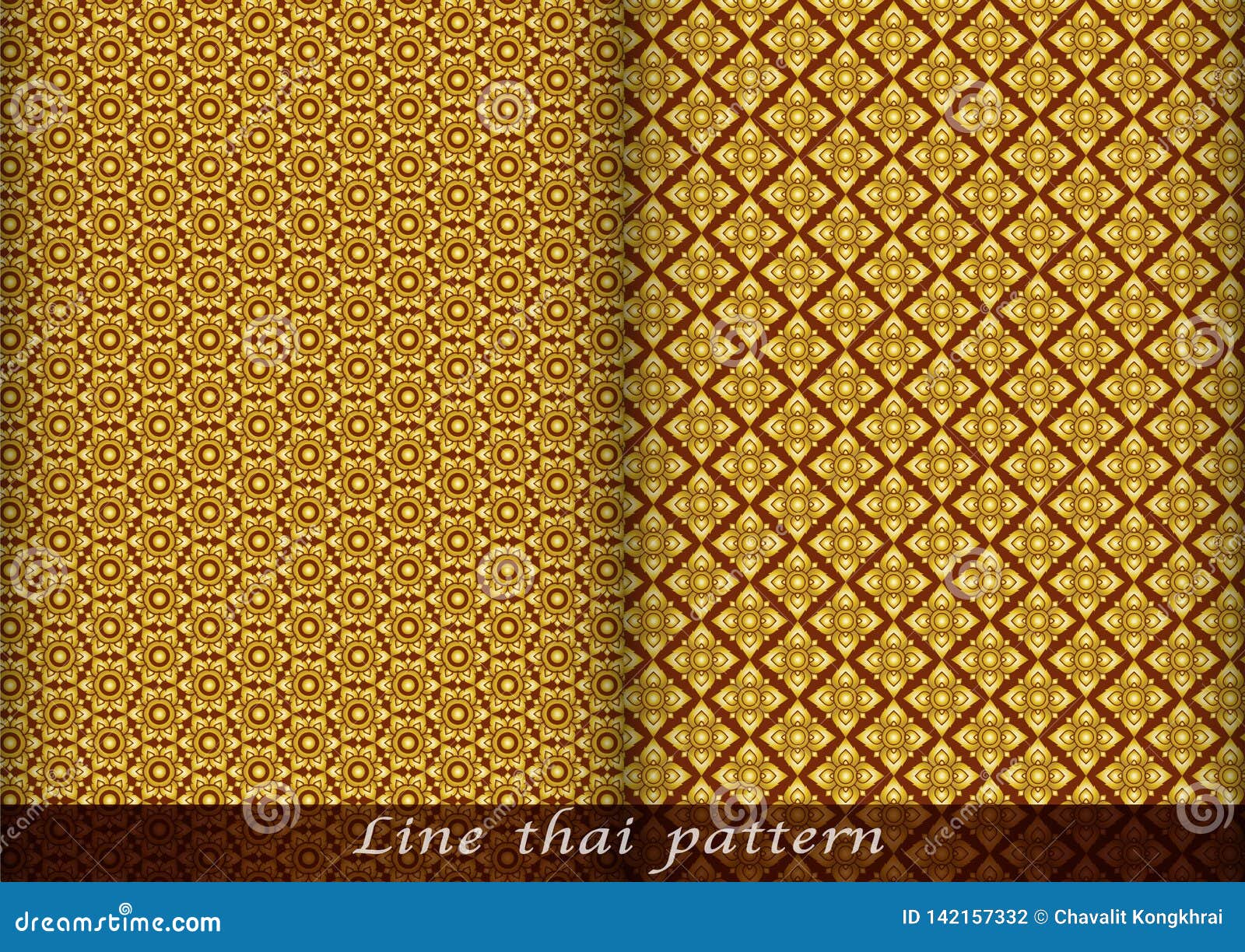 Thai Pattern Gold Vintage Background Stock Vector - Illustration of ...