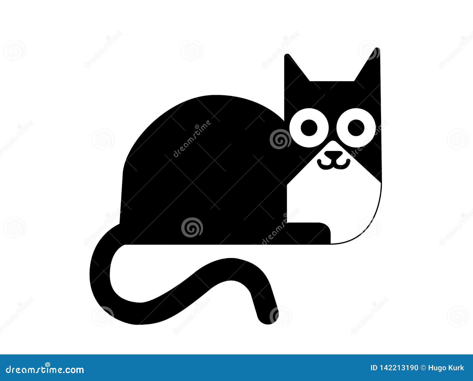 Blacn and White Cat Illustration Symbol Stock Vector - Illustration of ...