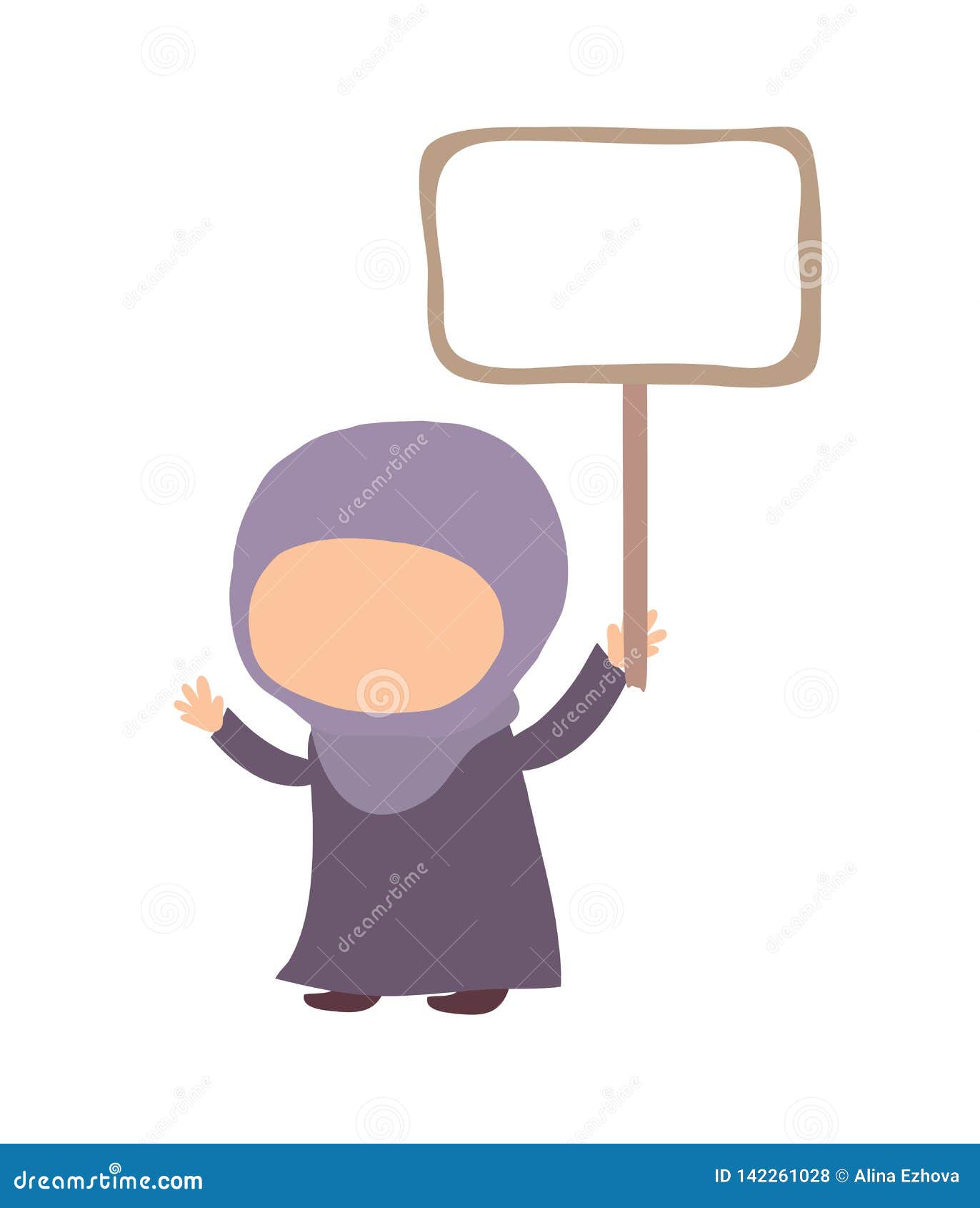 Muslim Girl Holding a Sign on a White Background Stock Vector ...