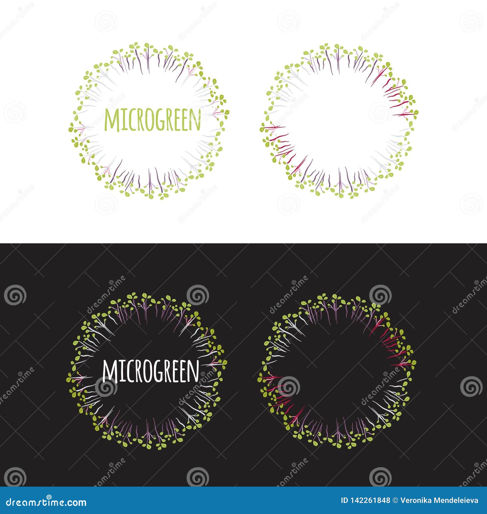 Microgreen Logo Hand Drawn Illustration Stock Vector - Illustration of ...