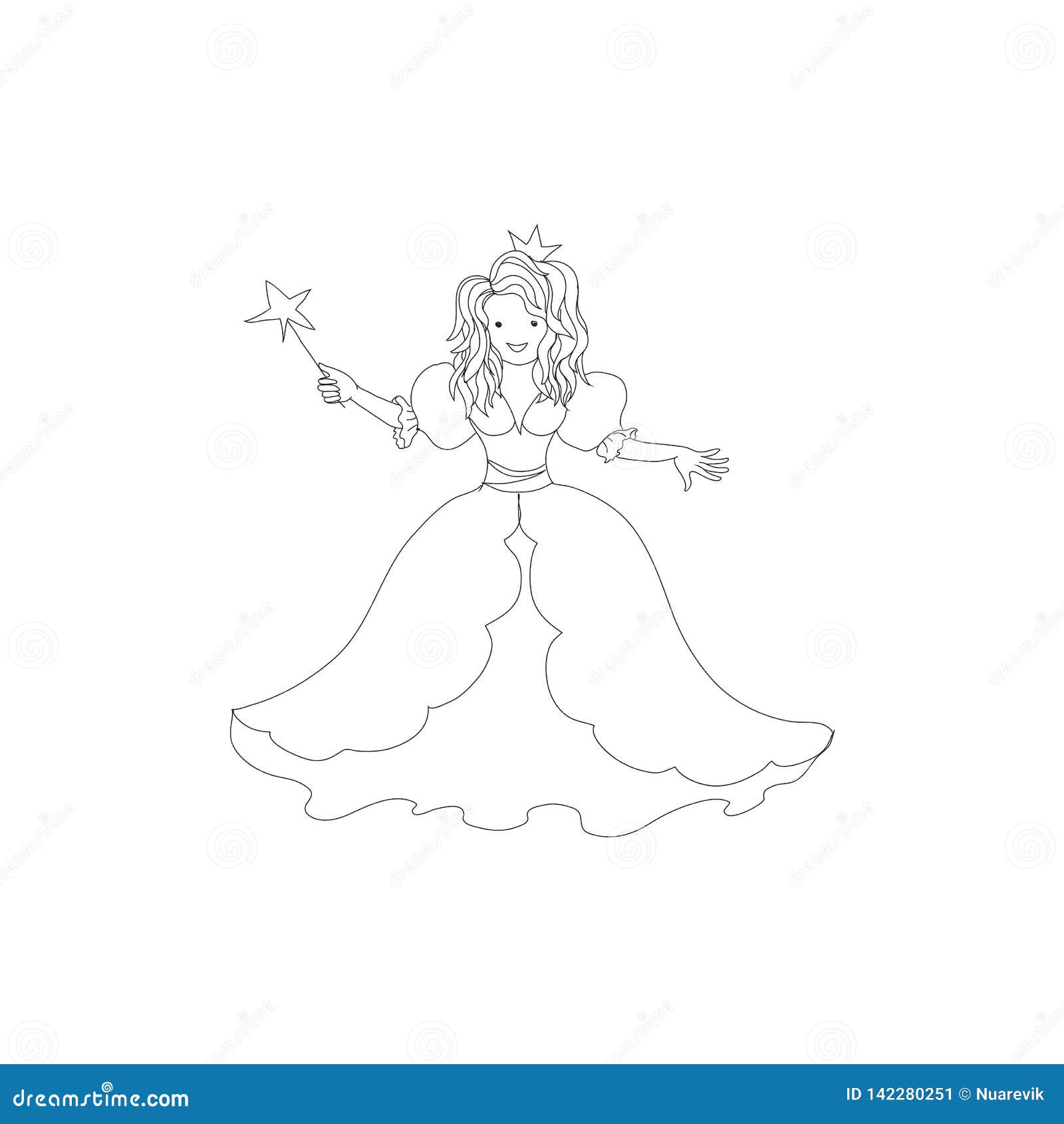Princess Stick Smily Vector Cartoon Little Girl | CartoonDealer.com ...