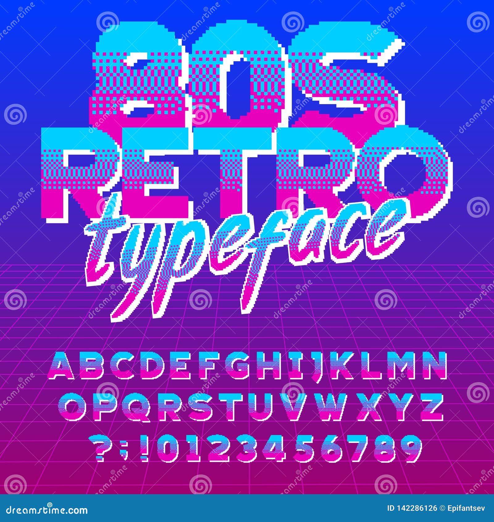 80s Retro Typeface. Pixel Letters and Numbers. Stock Vector Alphabet ...
