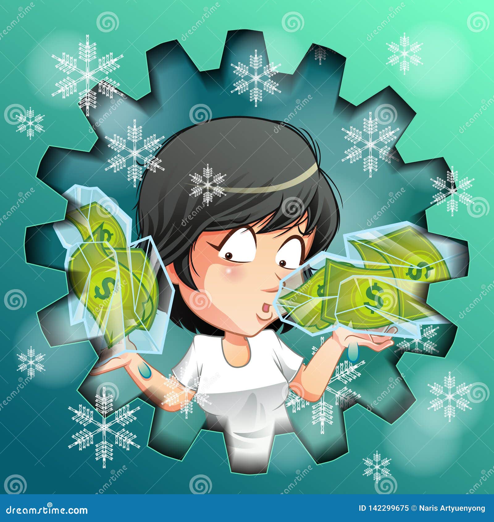 Person is Carrying Frozen Money in Ice. Stock Vector - Illustration of ...