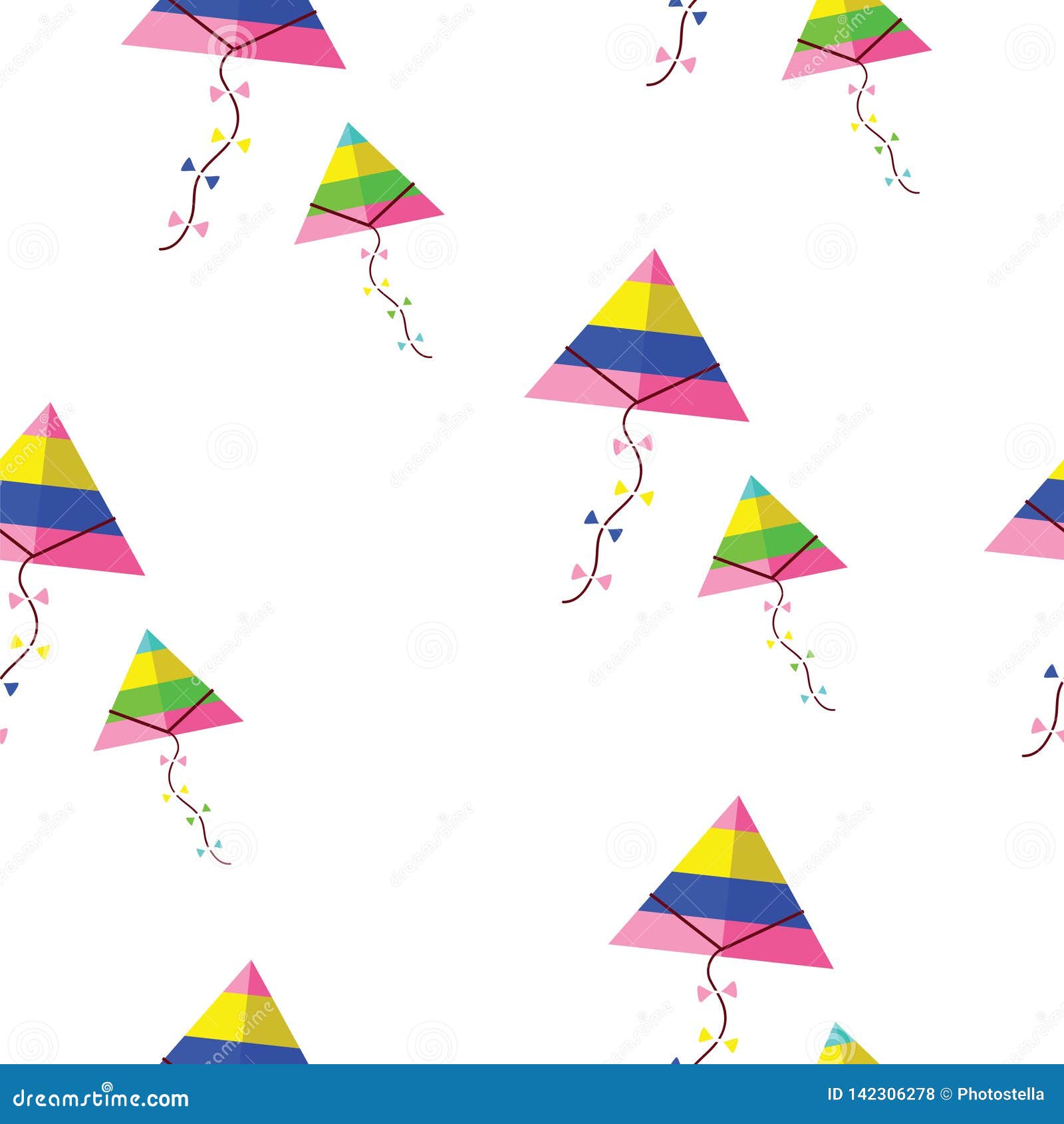 Seamless Pattern with Colorful Kites Vector Stock Vector - Illustration ...