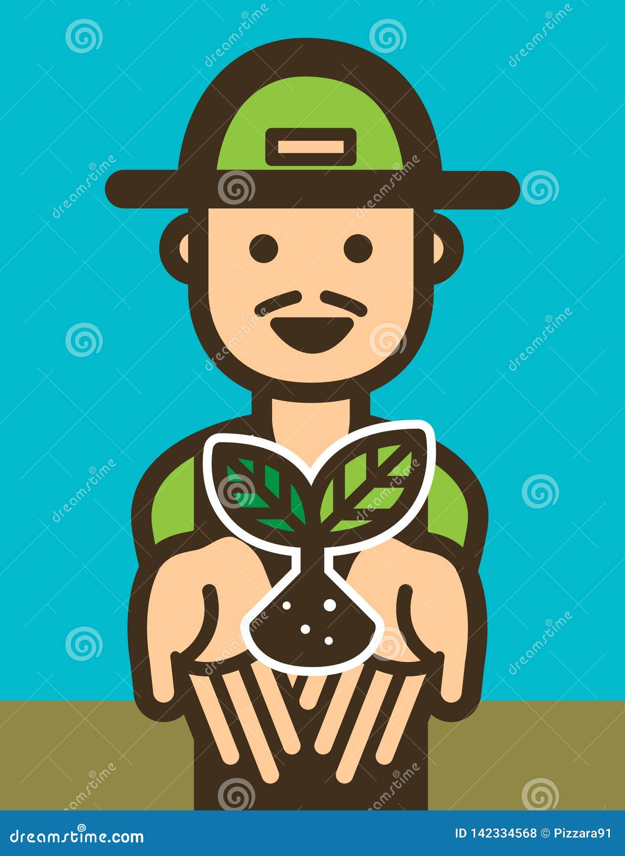 Happy Farmer Icons. Illustration Vector. Stock Vector - Illustration of ...