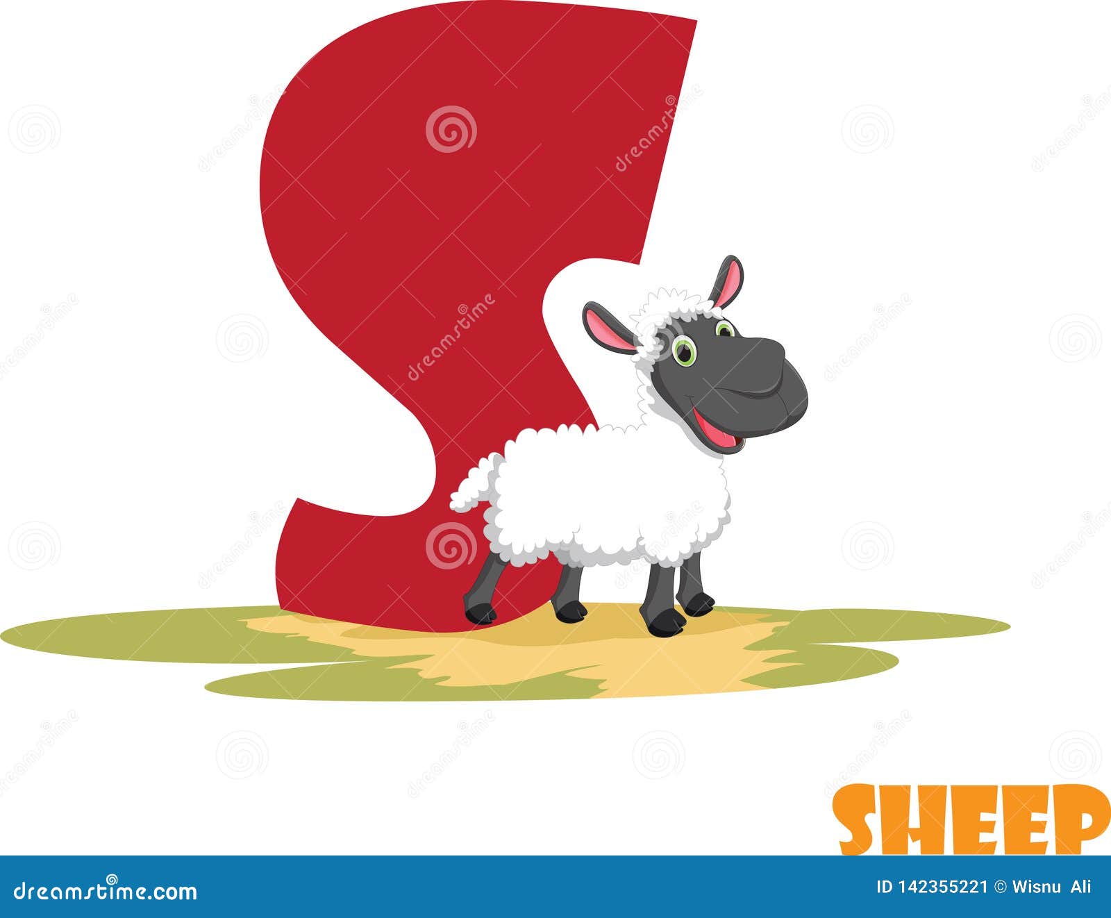 Letter S For Sheep Cartoon Alphabet For Children Vector Illustration ...