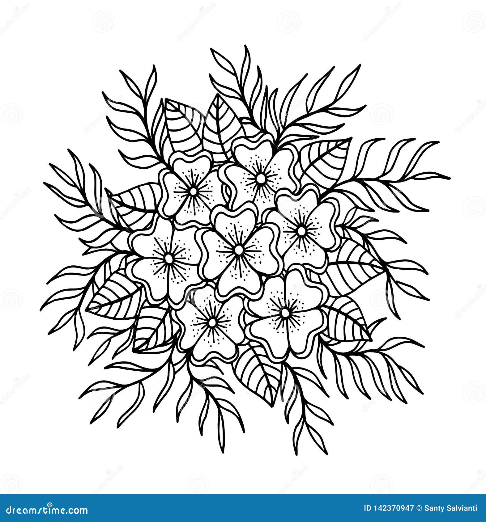 Hand Drawn Floral Doodle. Coloring Pages for Book Stock Illustration ...