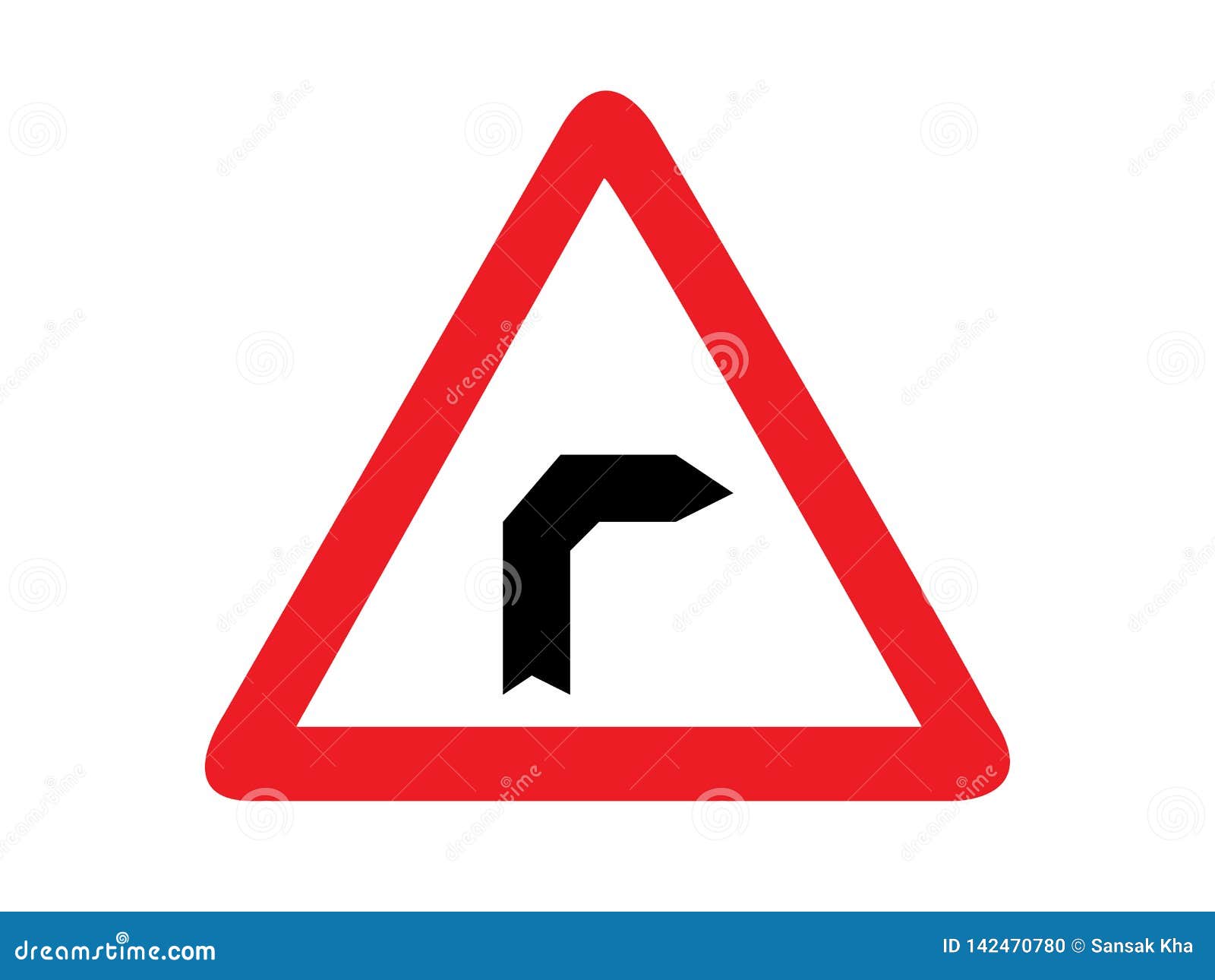 Curve Warning Sign. Dangerous Curve To The Right Vector Stock Photo ...
