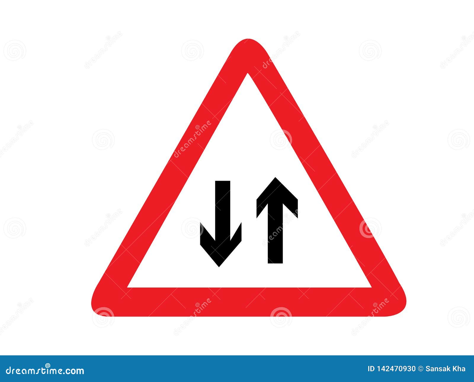 Triangle Traffic Sign for Two Way Vector Stock Illustration ...