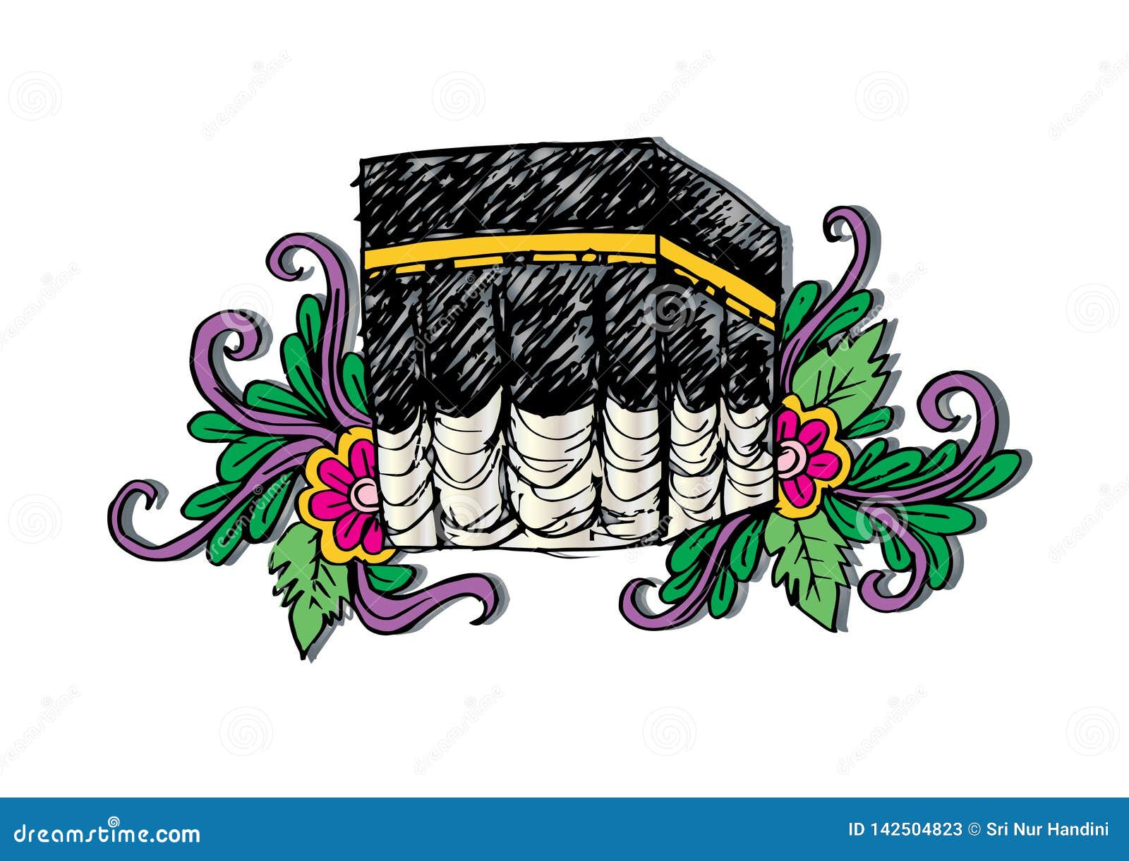 Sketchy of Kaaba, Mecca. Saudi Arabia Stock Vector - Illustration of ...