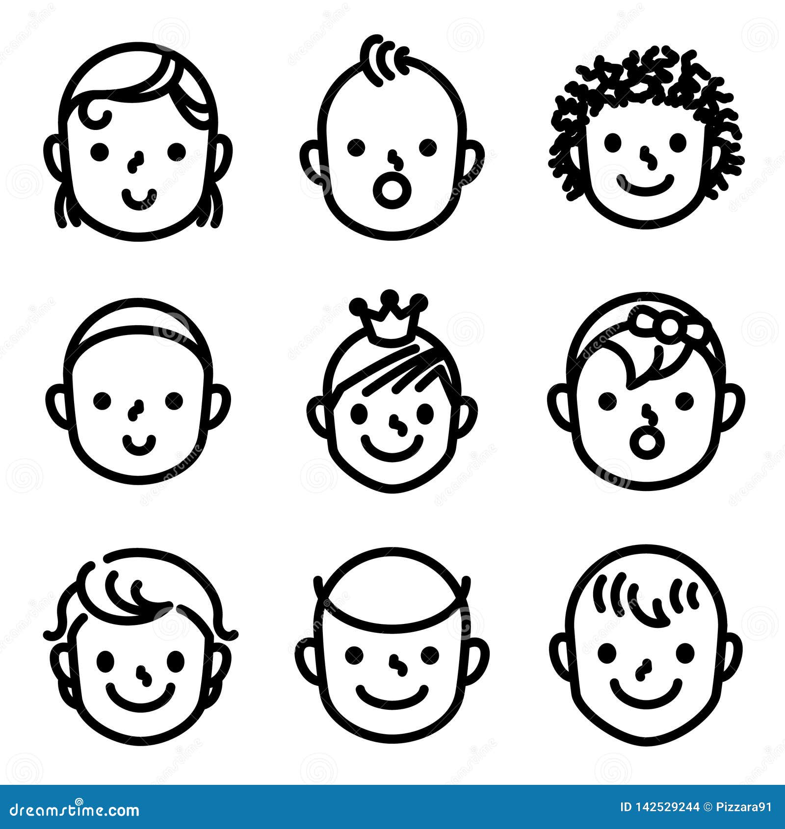 Kids and Childs Face Avatar Icons. Stock Vector - Illustration of life ...