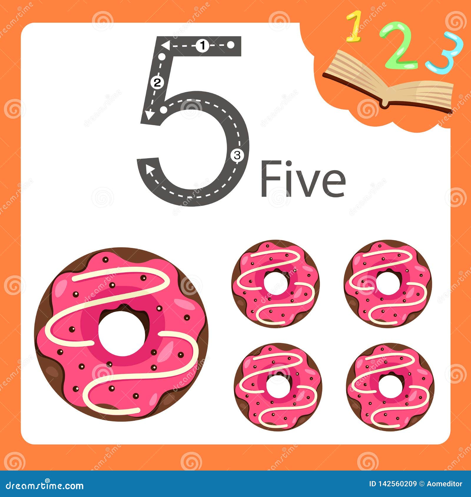 Illustrator of Five Number Donut Stock Vector - Illustration of ...