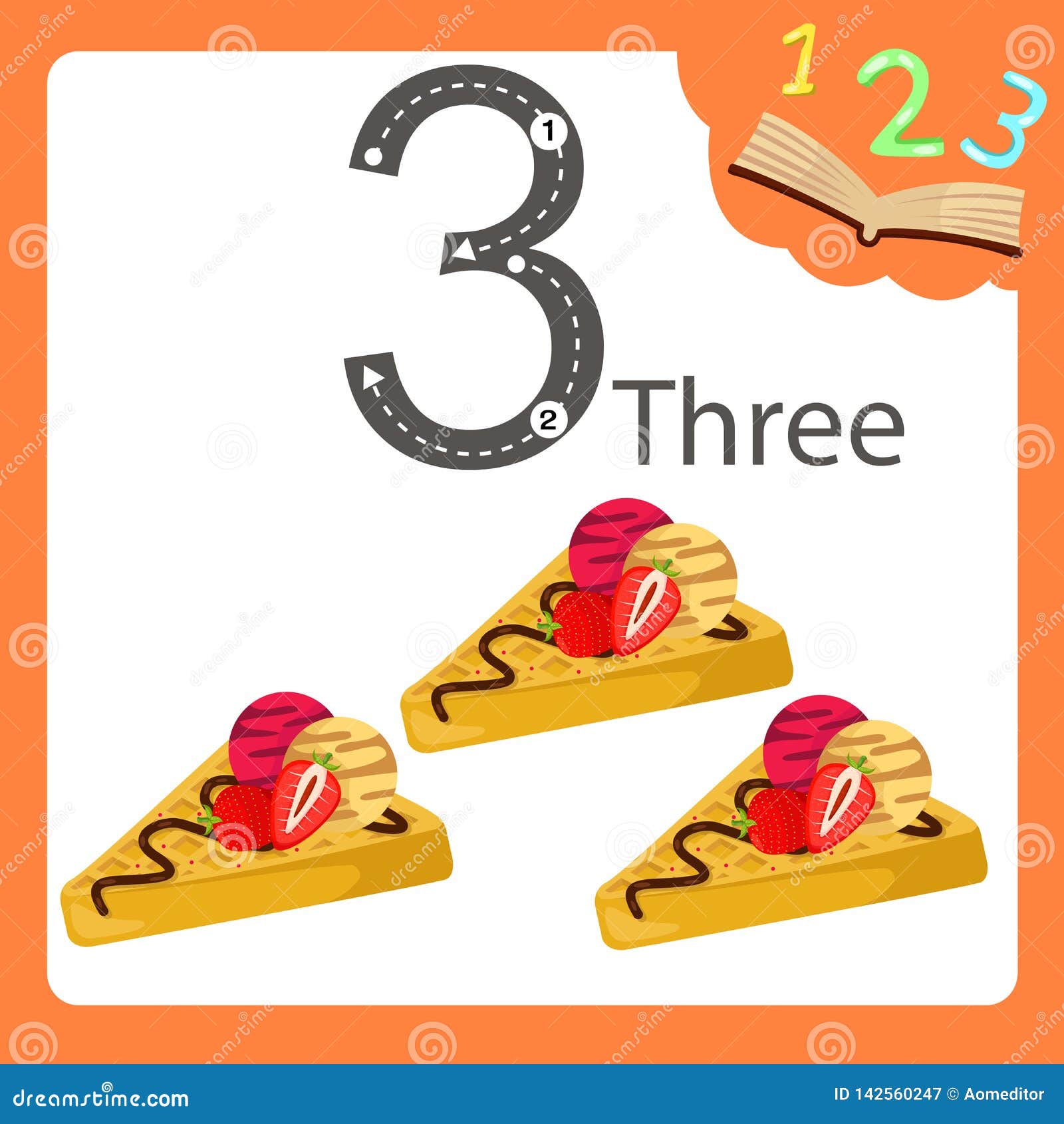 3 Three Number Vector. Golden Yellow Metal Letter Figure. Digit 3 ...