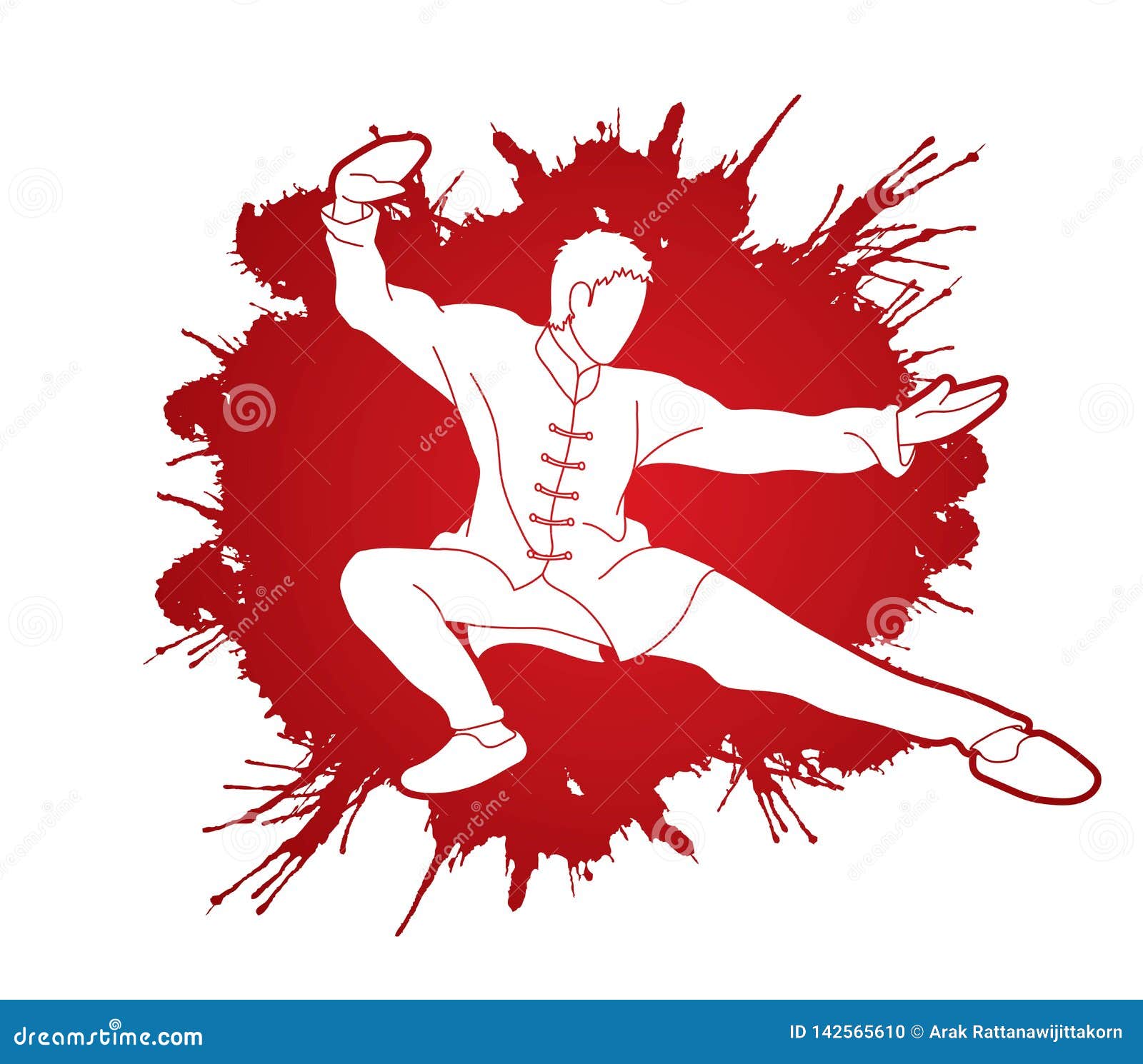 Man Kung Fu Pose Ready To Fight Graphic Stock Vector - Illustration of ...