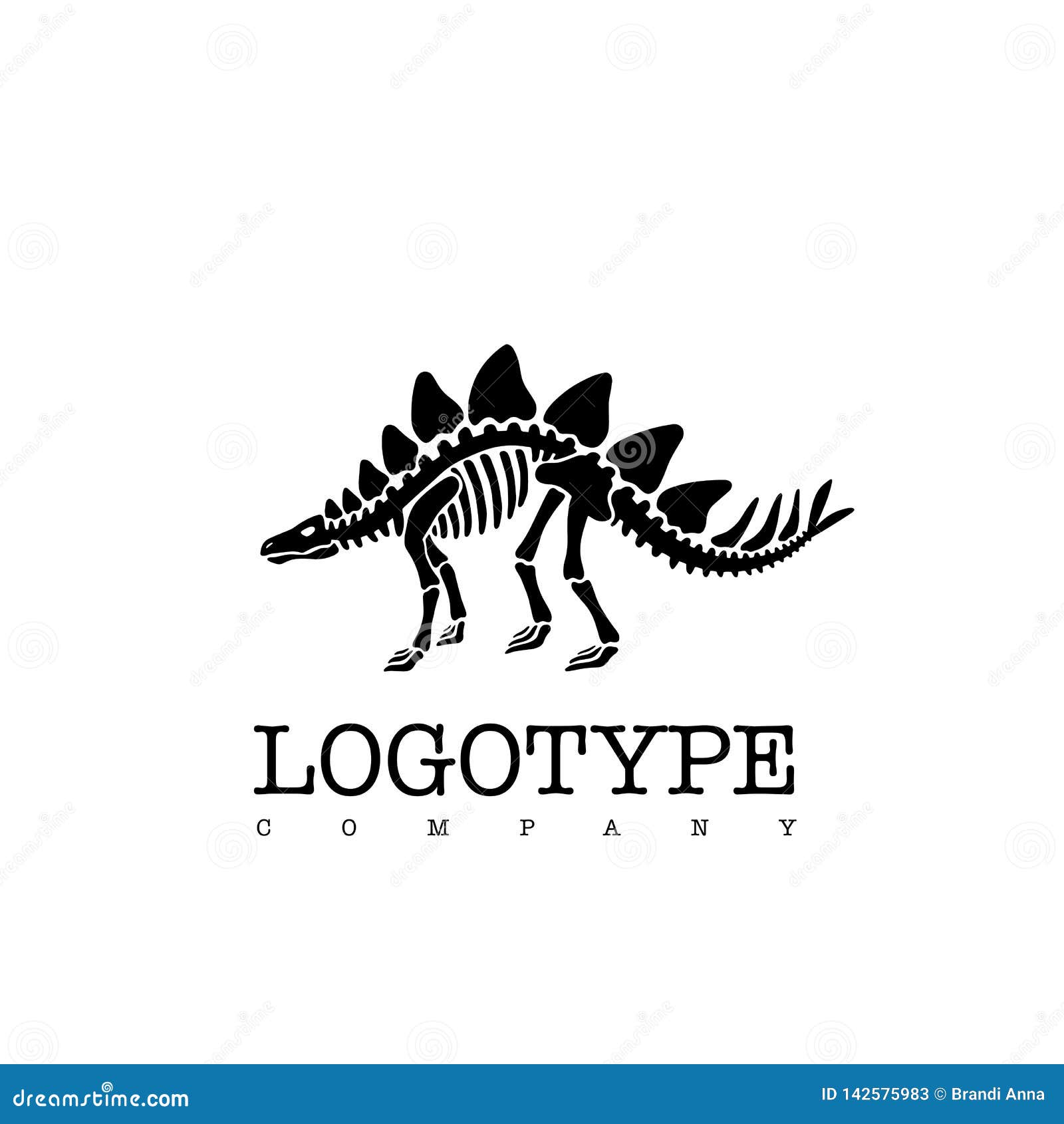 Vector Logotype Dinosaur Skeleton Stegosaurus Isolated on White ...