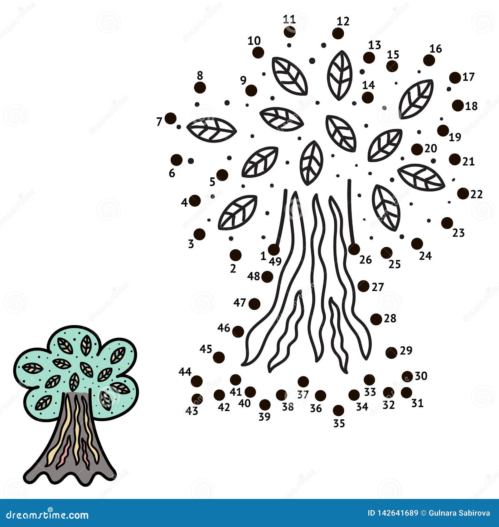 Connect the Dots and Draw a Tree Stock Vector - Illustration of nature ...