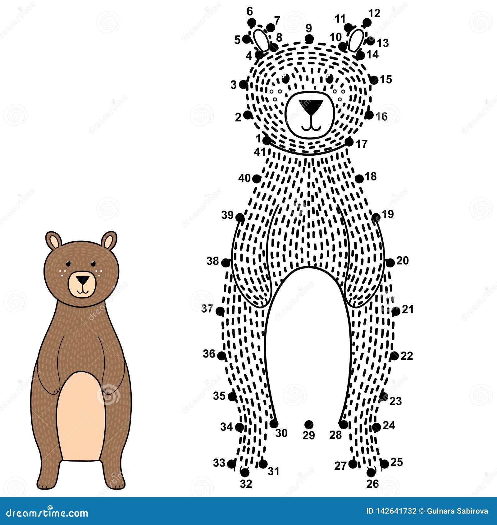 Connect the Dots and Draw a Cute Bear. Numbers Game for Children Stock ...