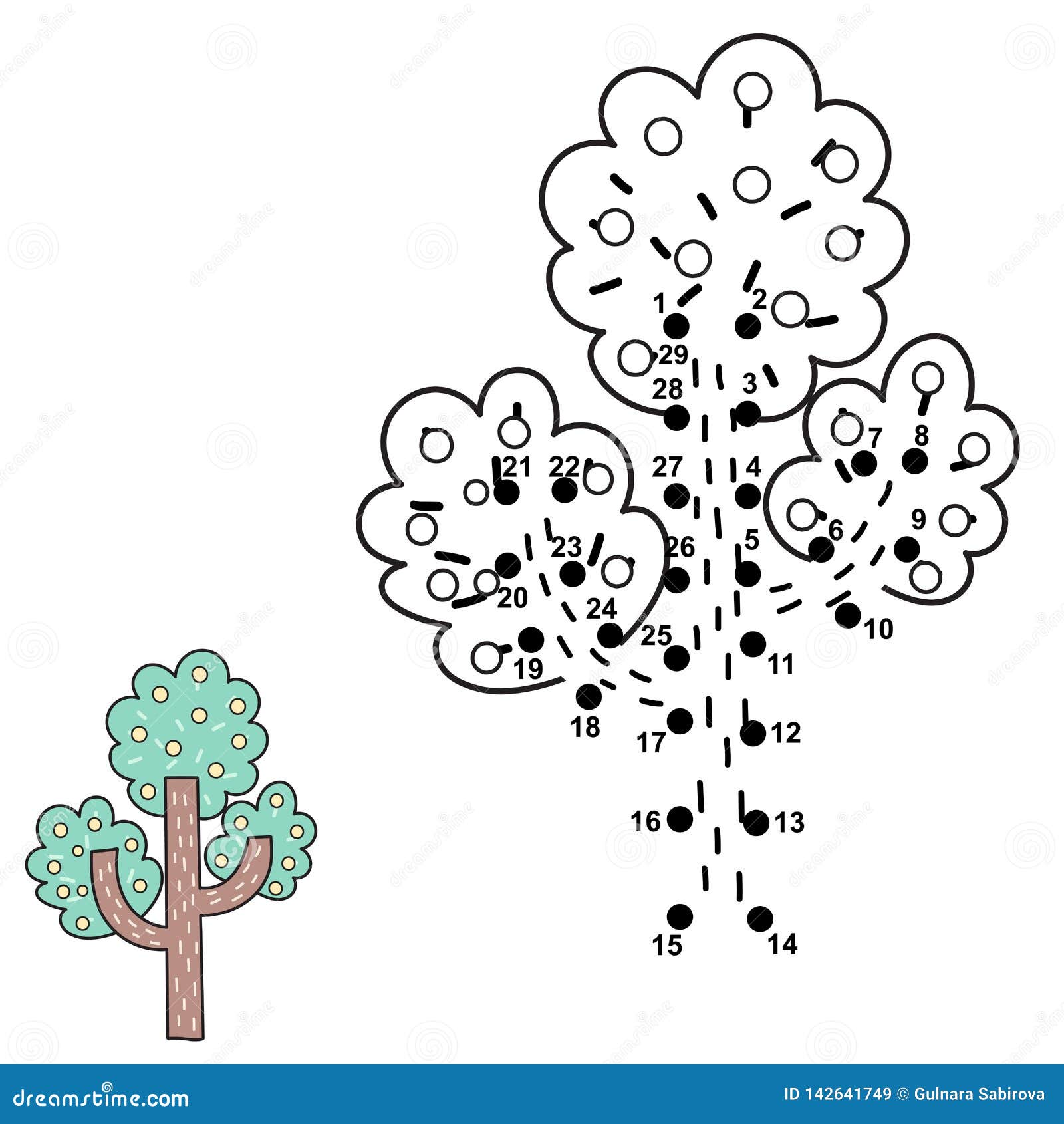 Connect the Dots and Draw a Tree. Numbers Game for Children Stock ...