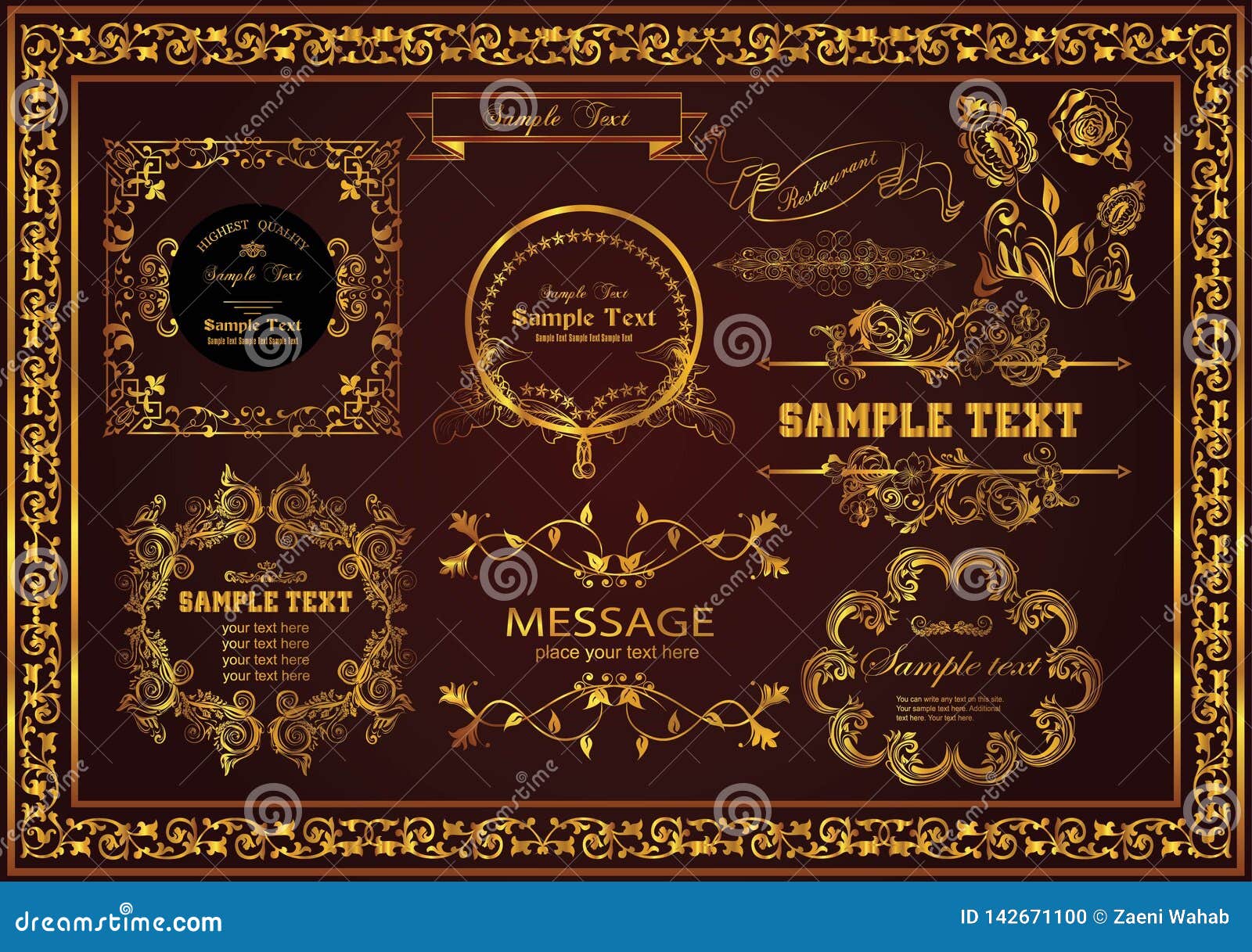 Vintage Set Floral Decor Frame God for Designer Stock Vector ...