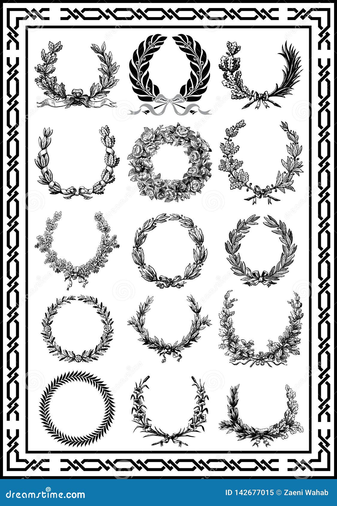 Nice Elements Vintage Frames Set Black Color Stock Illustration ...