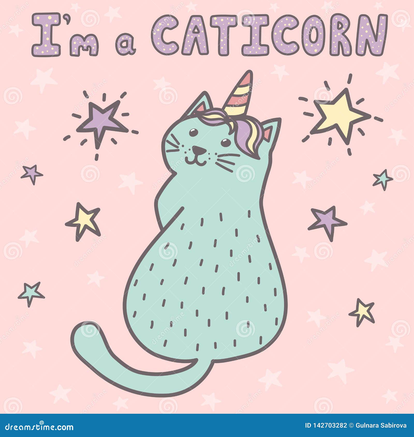 Iâ€™m a Caticorn Print. Cute Card with a Cat Unicorn Stock Vector ...
