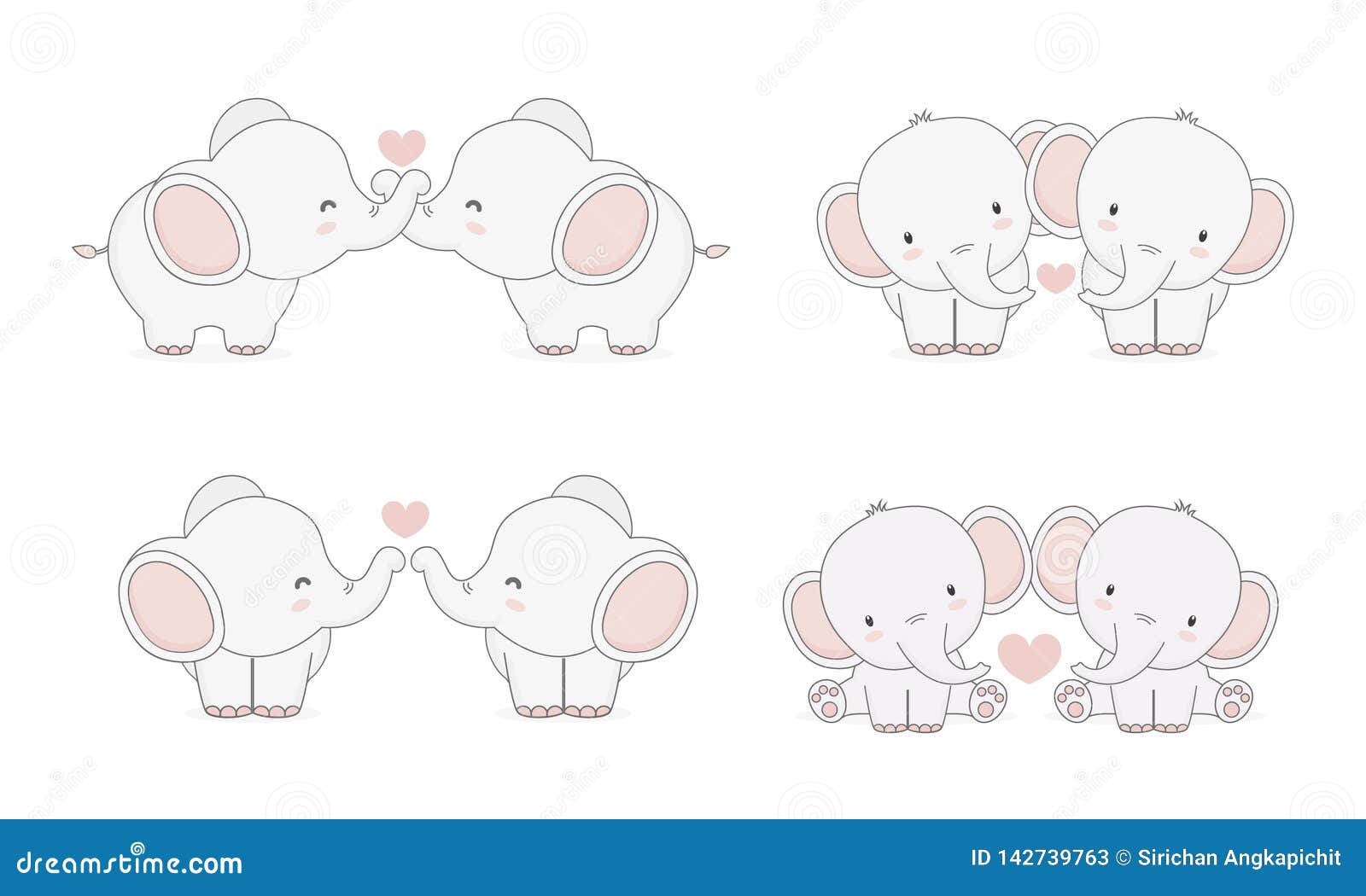 Falling in love elephants. stock vector. Illustration of elephants ...