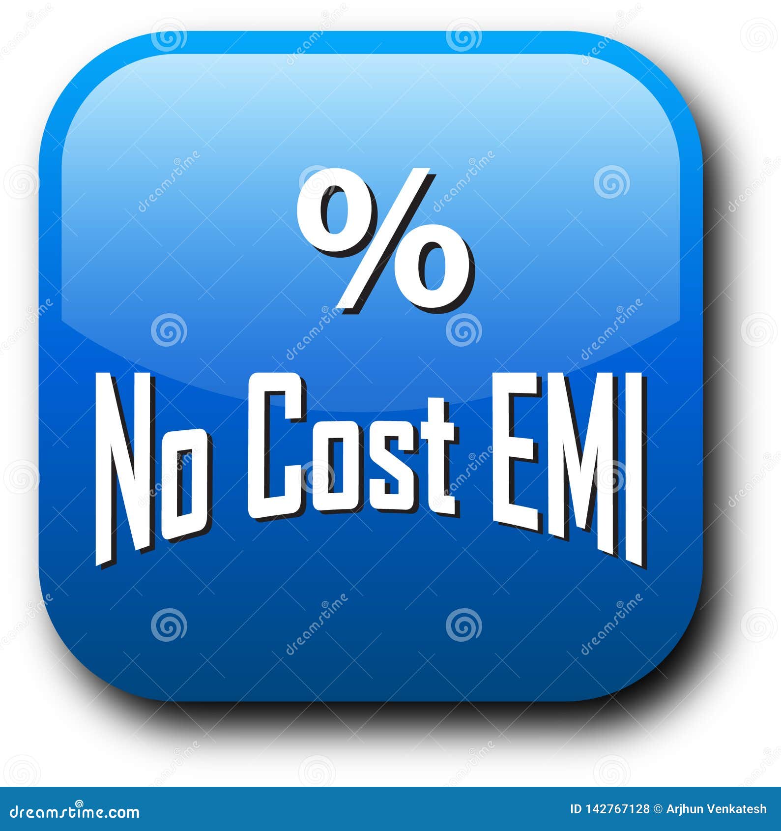 No Cost EMI Web Button Classic Blue Button White Background Stock ...
