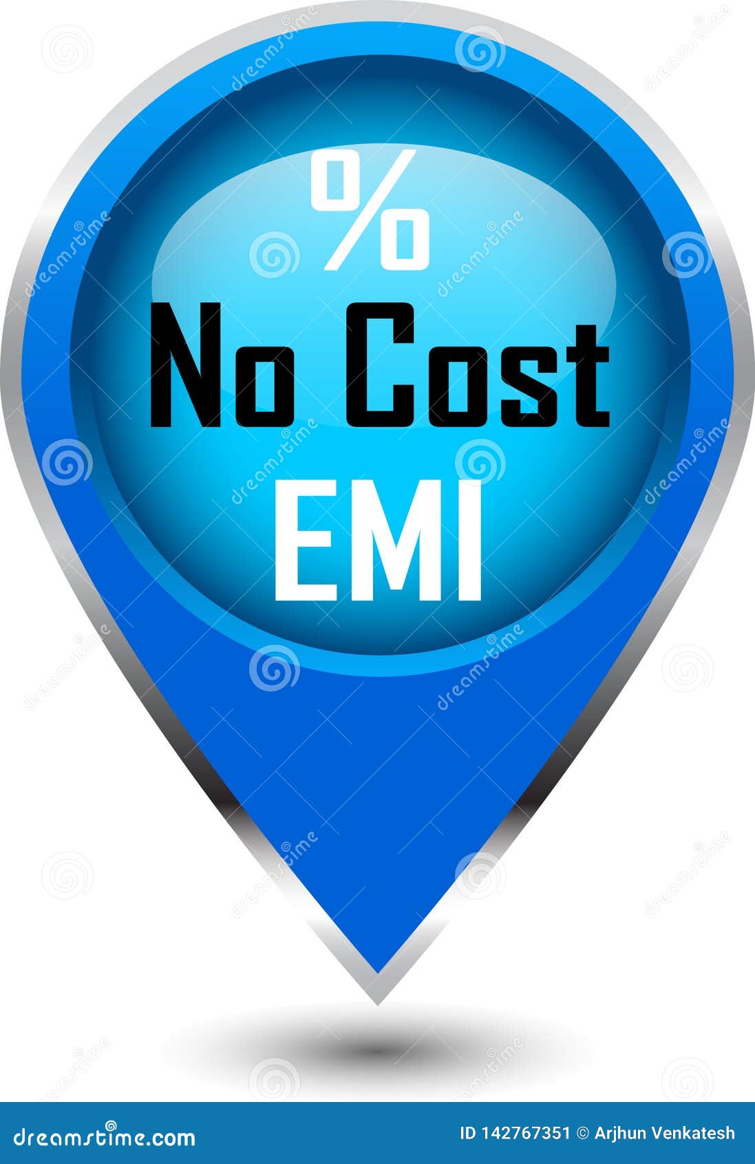 No Cost EMI Web Button Classic Blue Button White Background Stock ...