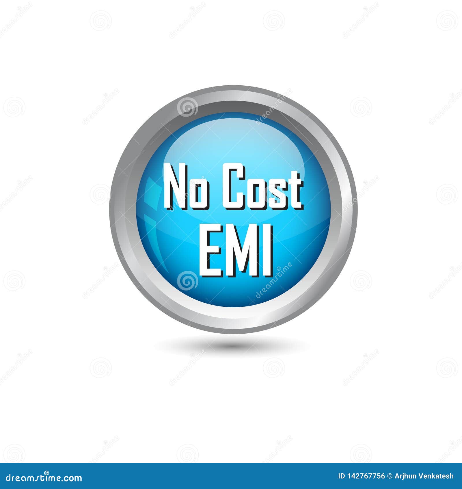 No Cost EMI Web Button Classic Blue Button White Background Stock ...