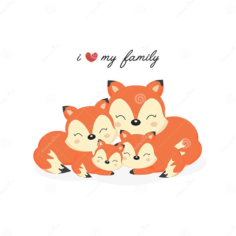 Happy fox family. stock vector. Illustration of cute - 142835945