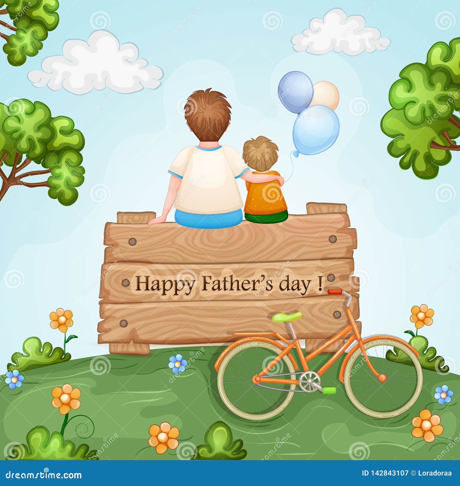 Father and Sun Spending Time in Nature Stock Vector - Illustration of ...