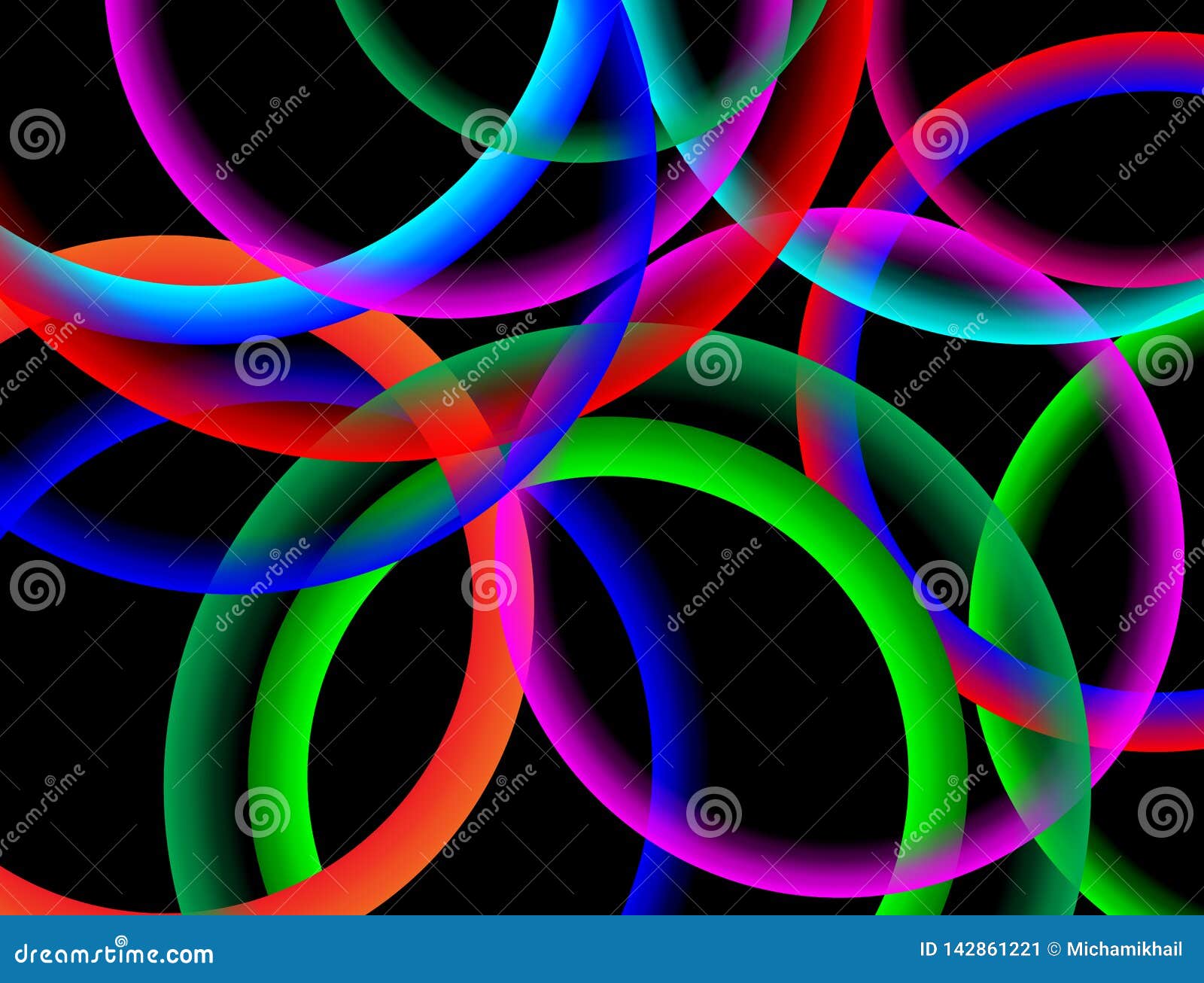Abstract Rainbow Colorful Circles on Black Background Stock Image ...