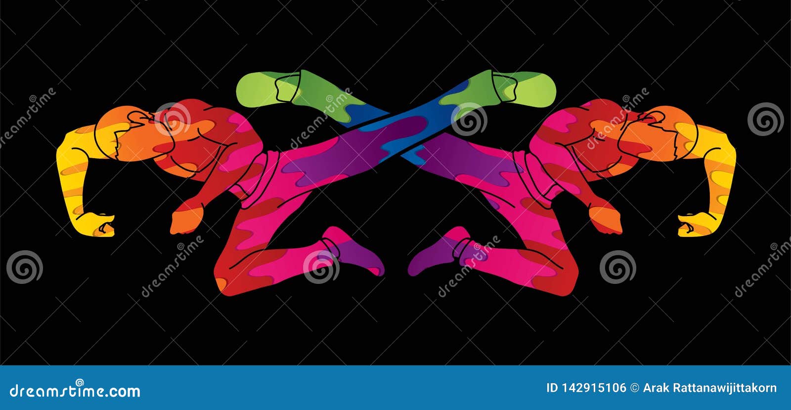 Kung Fu Jump Kick Boxing Cartoon Graphic Stock Vector - Illustration of ...