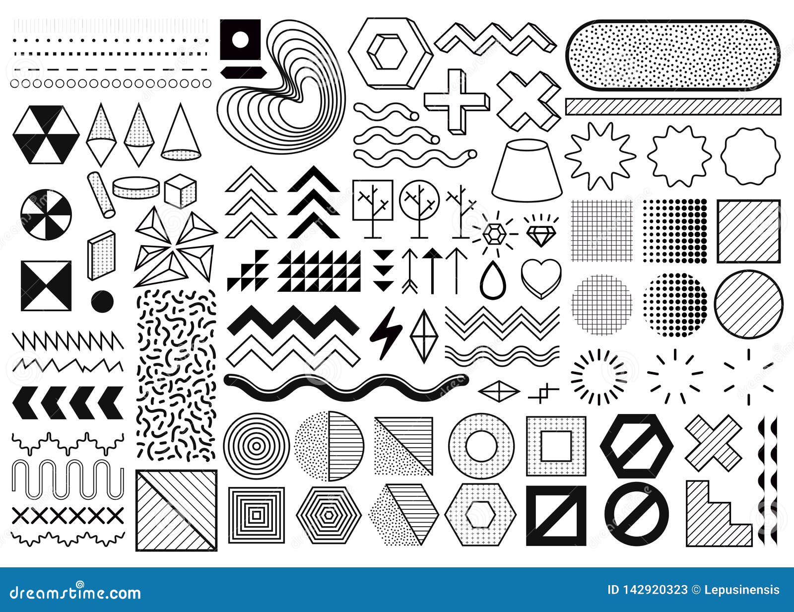 Mega Set of Memphis Design Elements, Template for Your Project. Stock ...